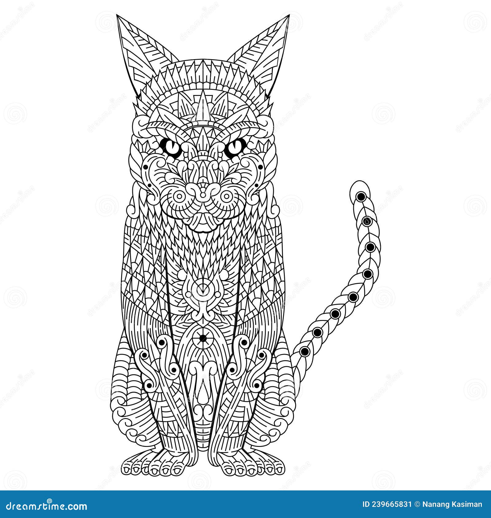 Hand Drawn of Cat in Zentangle Style Stock Vector - Illustration of ...
