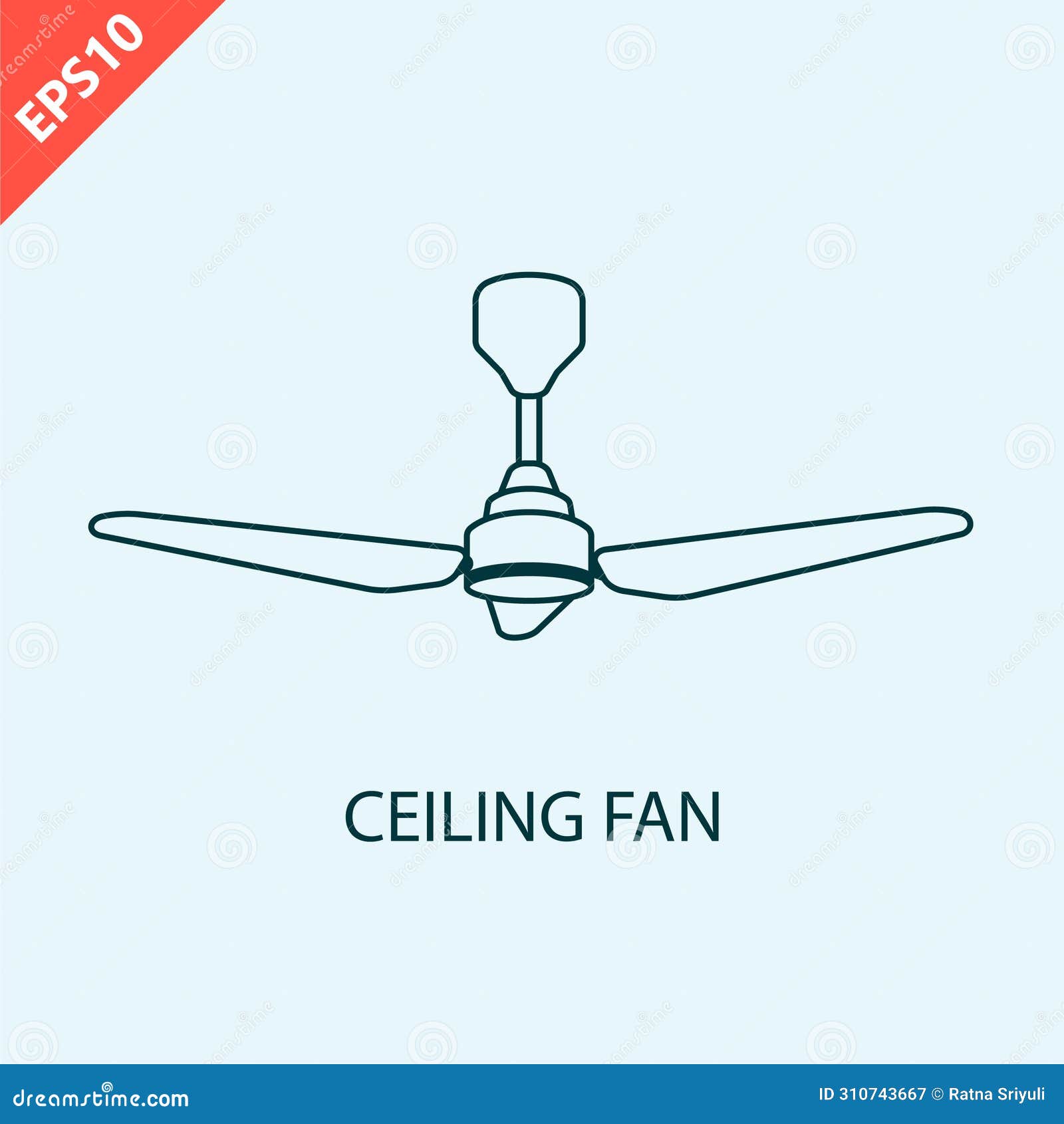 Hand Drawn Ceiling Fan Design Vector Flat Isolated Illustration Stock ...
