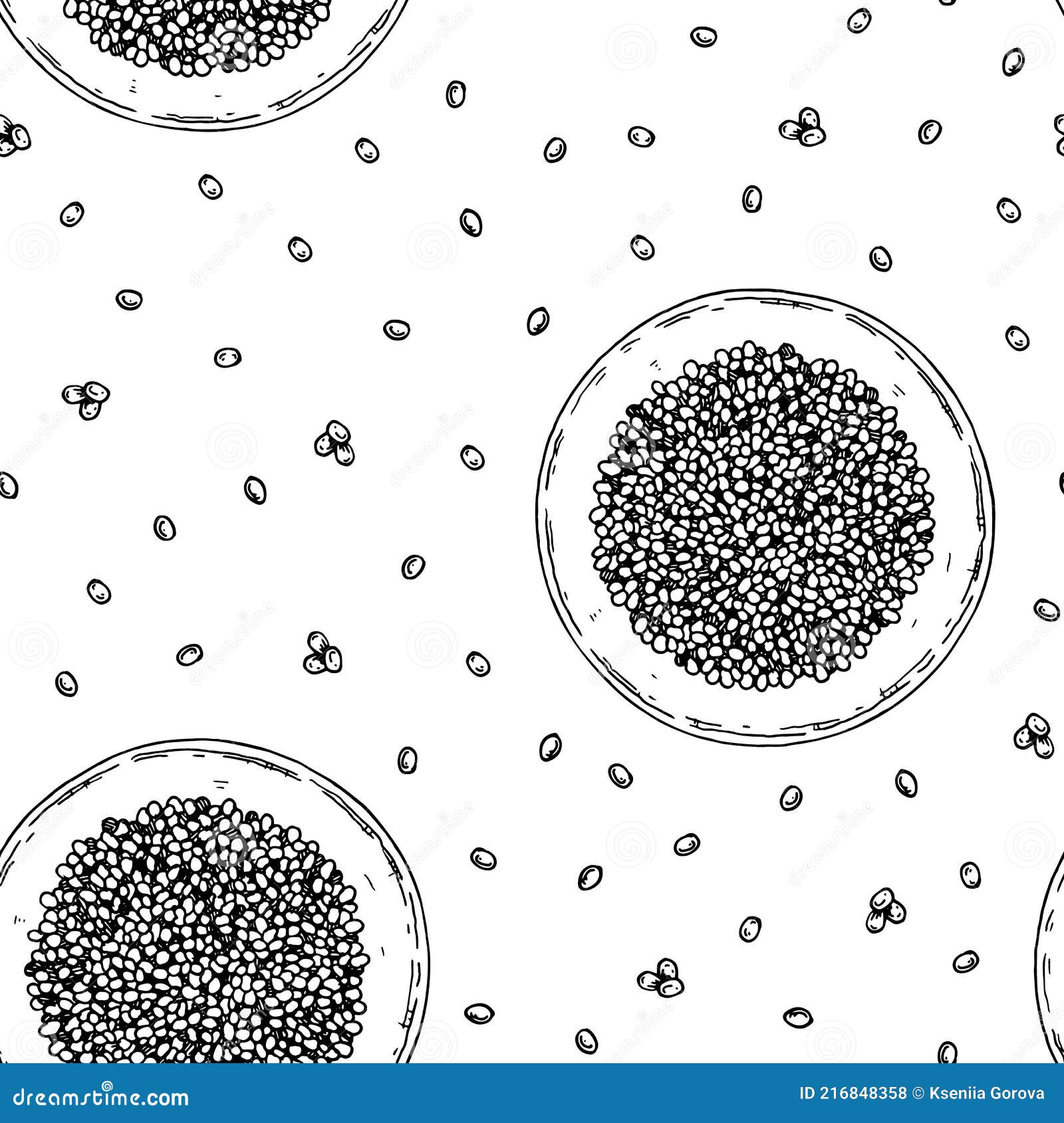 Hand Drawn Cereal Seamless Pattern. Vector Illustration in Sketch Styl ...