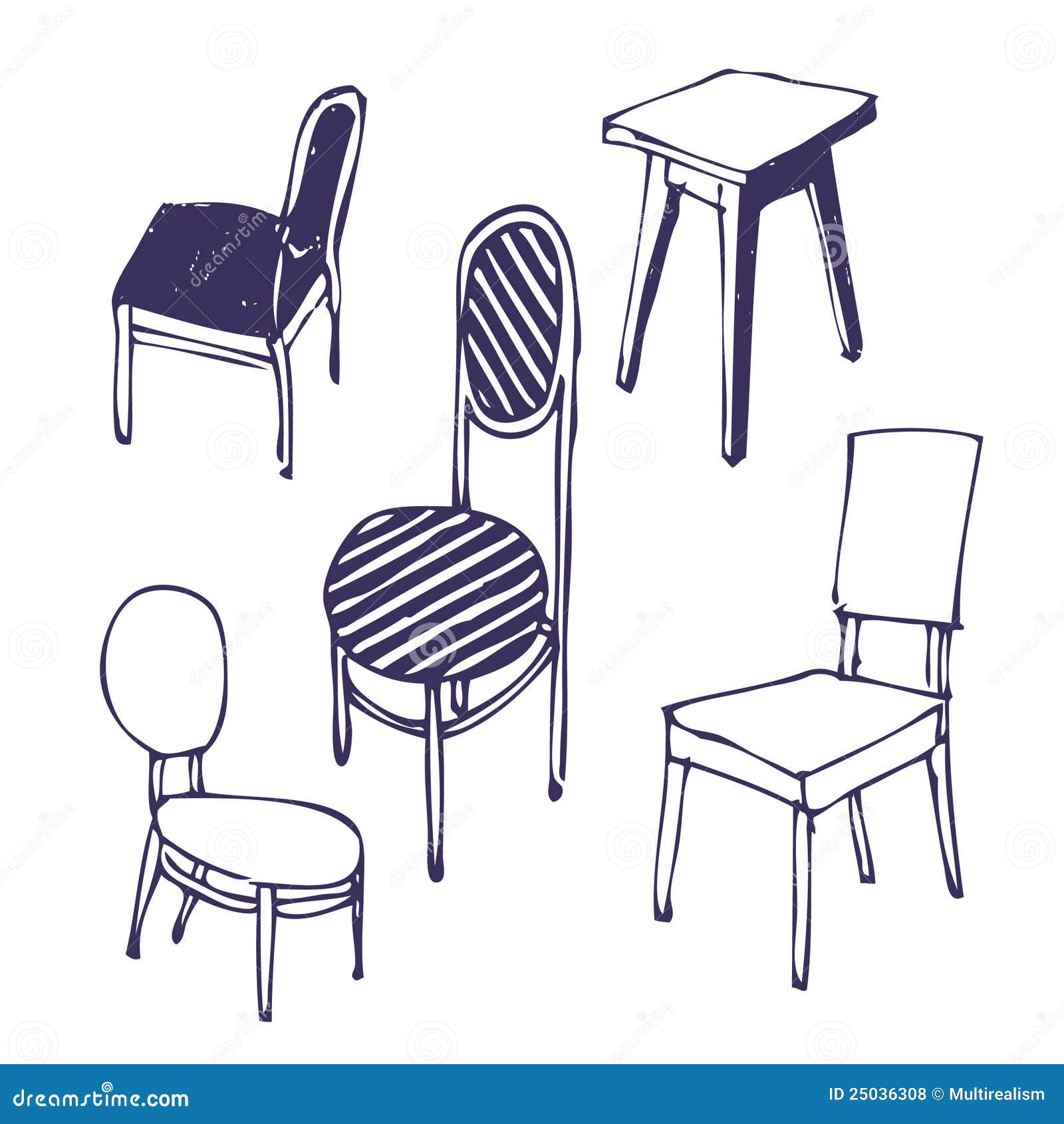 Hand-drawn Chairs. Isolated Stock Illustration - Illustration of fresh ...