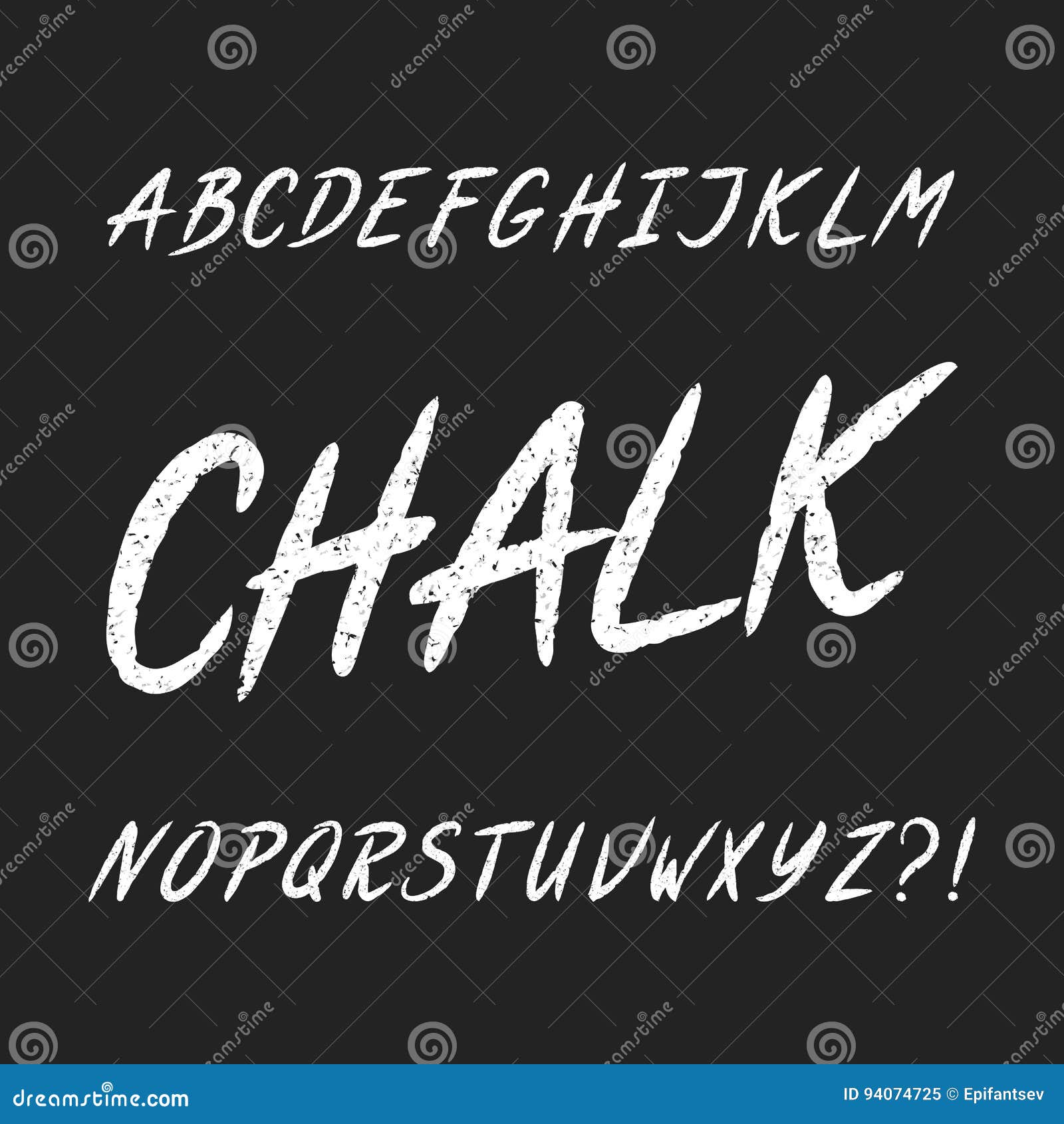 Hand Drawn Chalk Board Alphabet Font Uppercase Letters Stock Vector