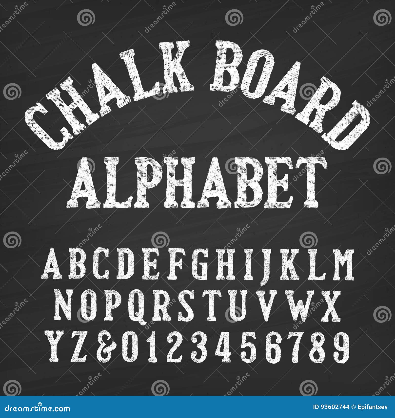Hand Drawn Chalk Board Alphabet Font Stock Vector Illustration Of