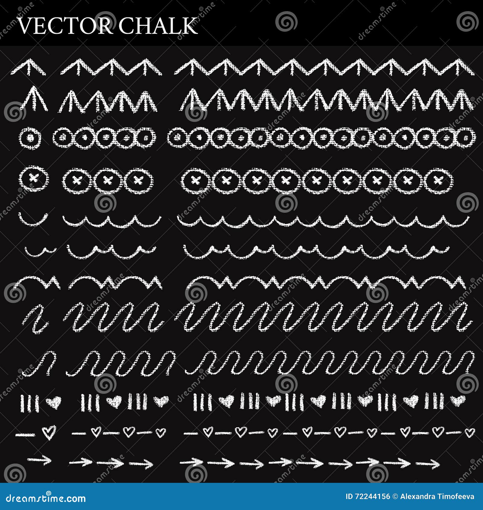 Hand Drawn Chalk Borders Set Stock Vector - Illustration of curve ...