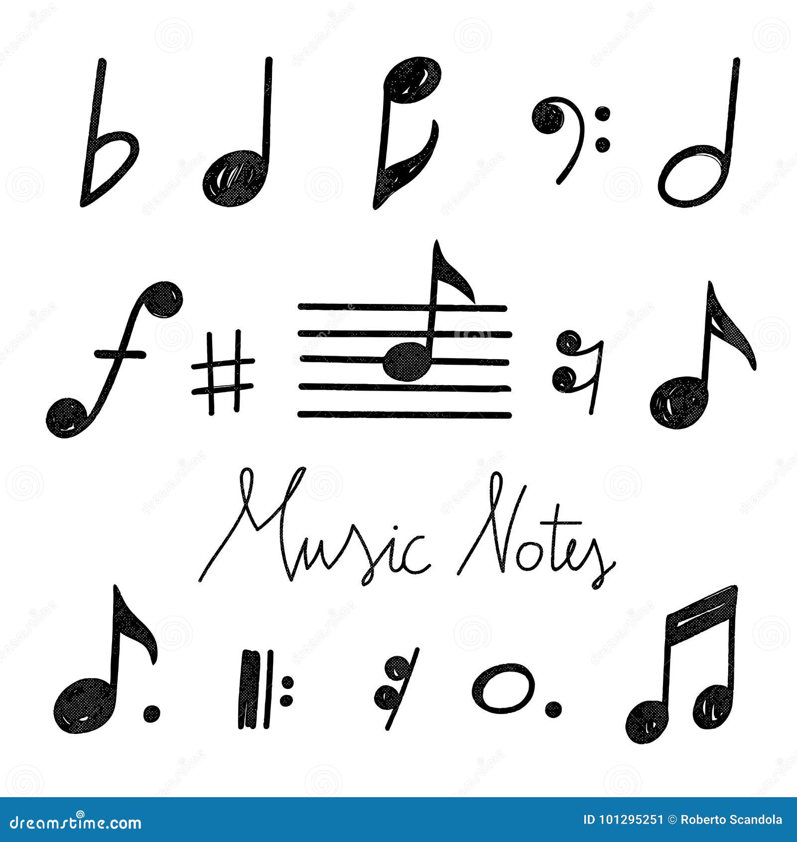 Vector Hand Drawn Music Notes Stock Vector - Illustration of sound ...