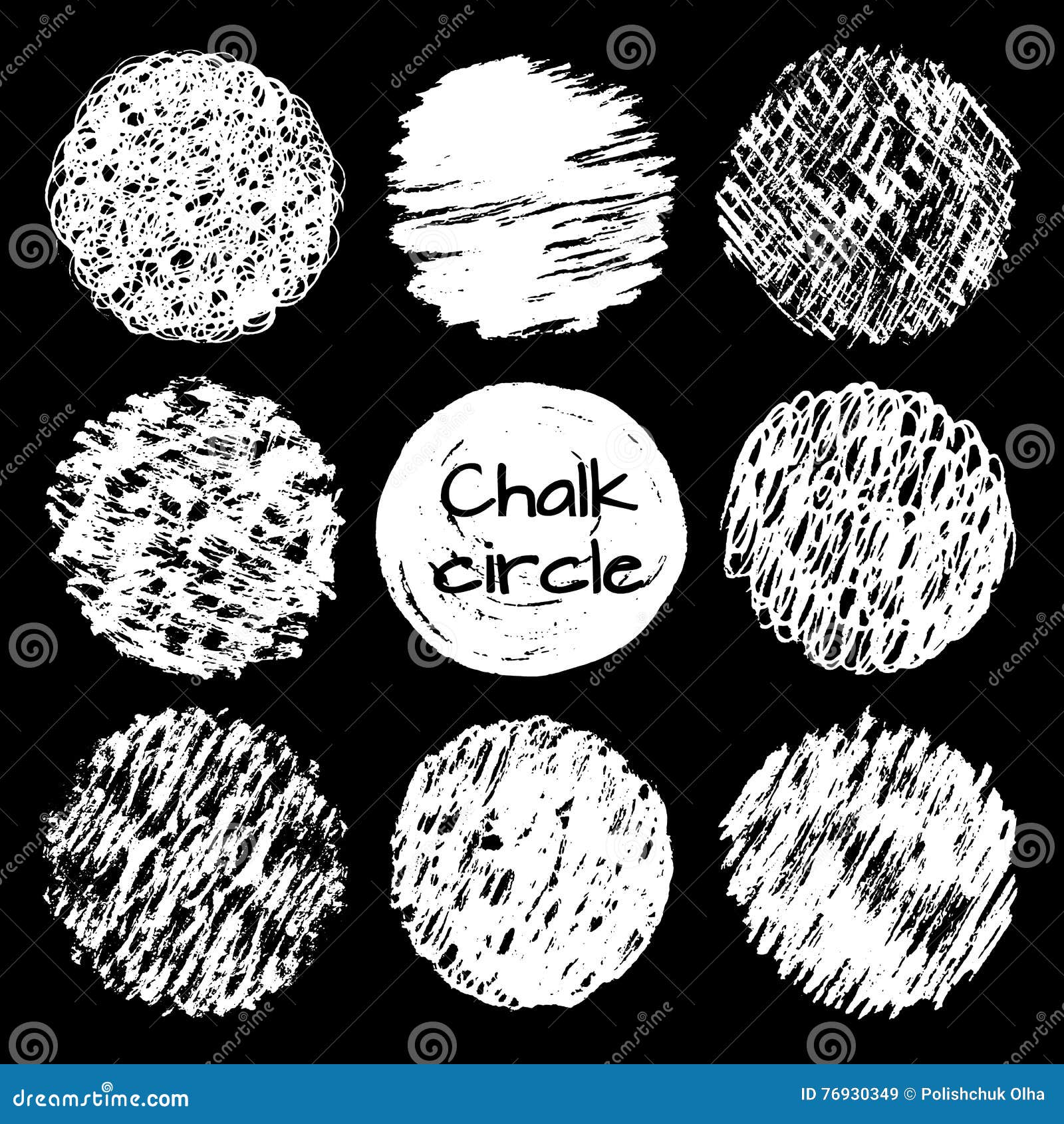 Hand Drawn Chalk Lines Scribbles Circles Different Textures Set. Stock ...
