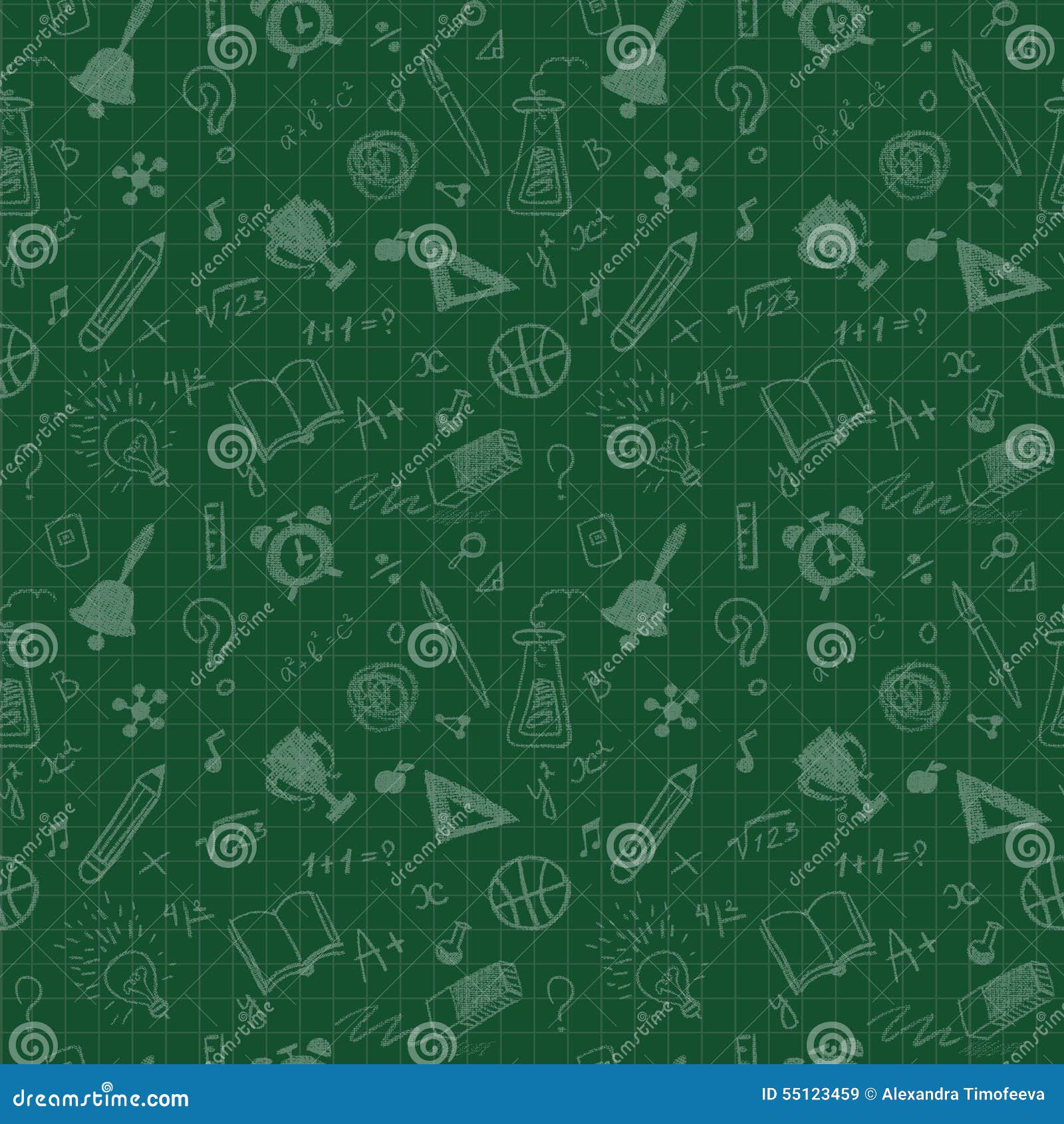 Hand Drawn Chalk School Doodled Pattern Stock Illustration ...