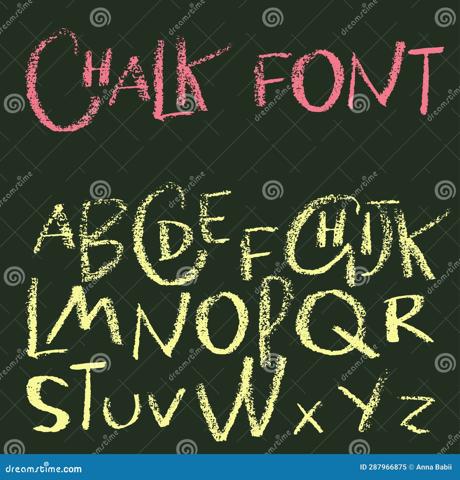 Hand Drawn Chalk Textured Font Stock Vector - Illustration of write ...