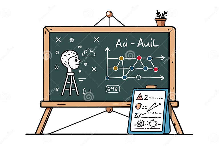 Hand Drawn Chalkboard with AI Algorithms and Diagrams, Showcasing ...