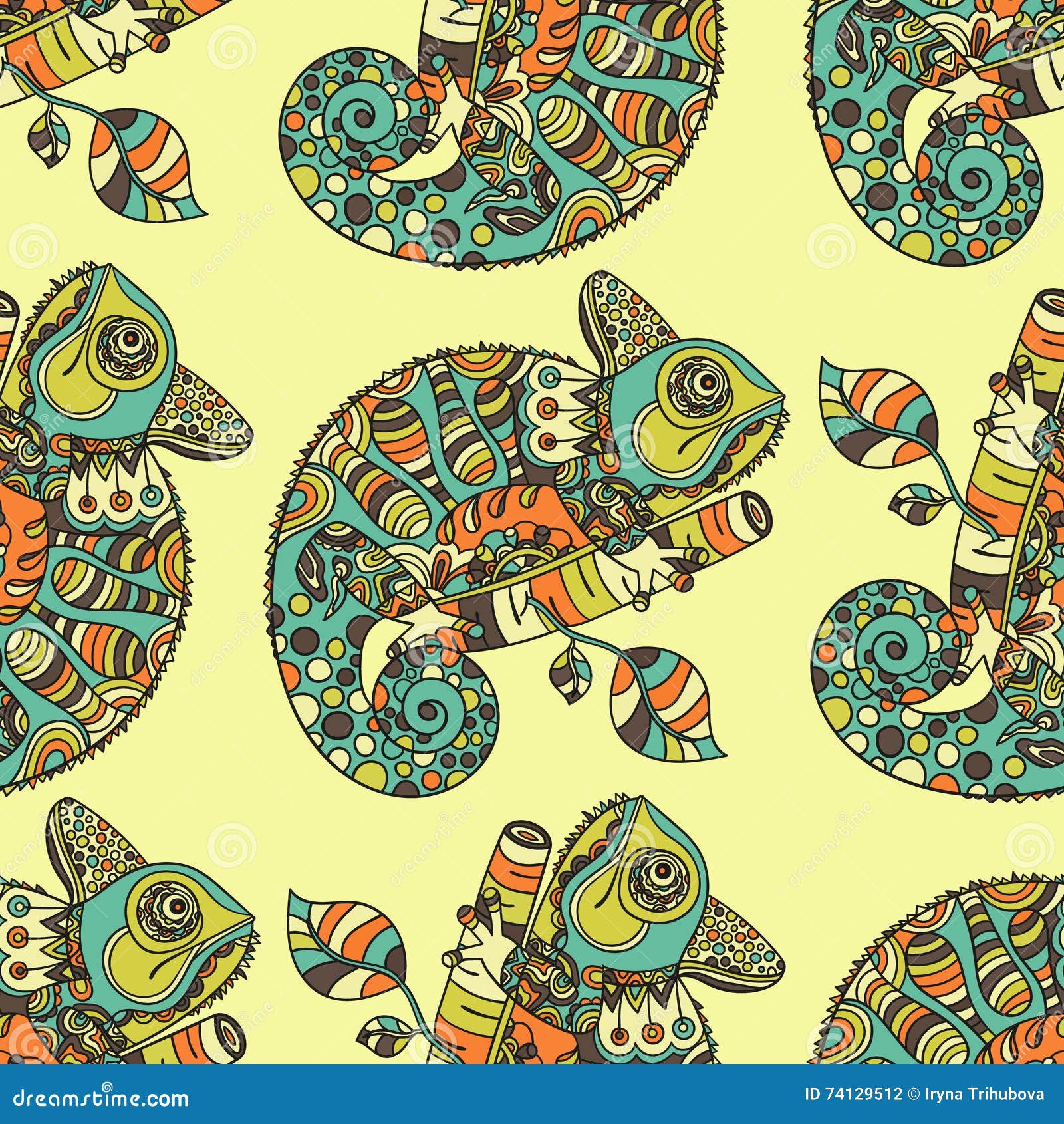 Hand drawn chameleon stock vector. Illustration of amazon - 74129512