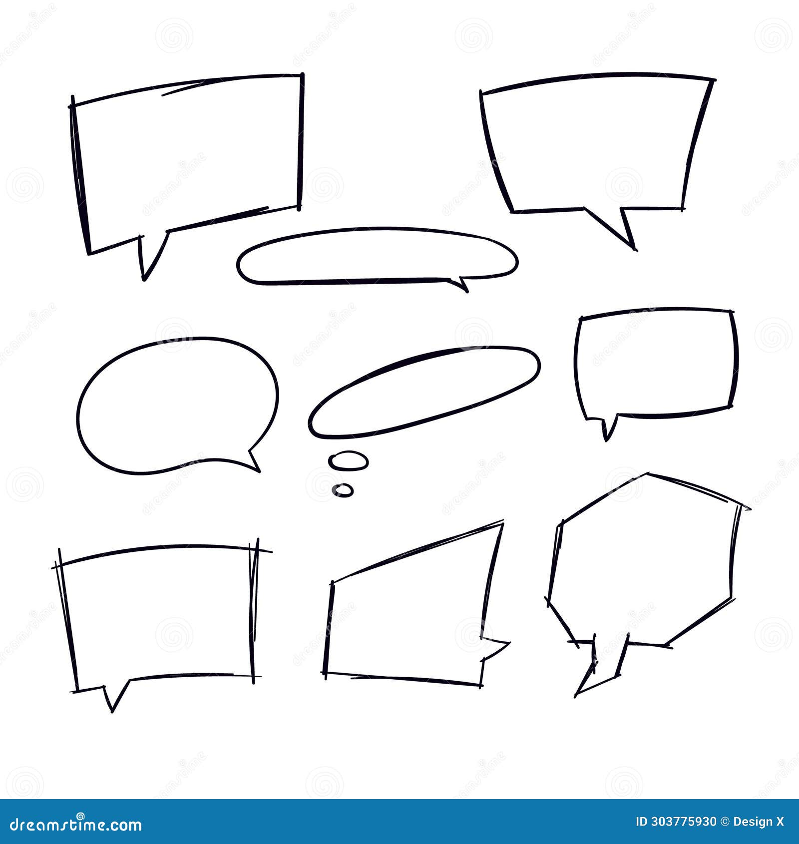 Hand Drawn Chat Box Scribble Doodle Symbols Vector Random Hand Drawn ...