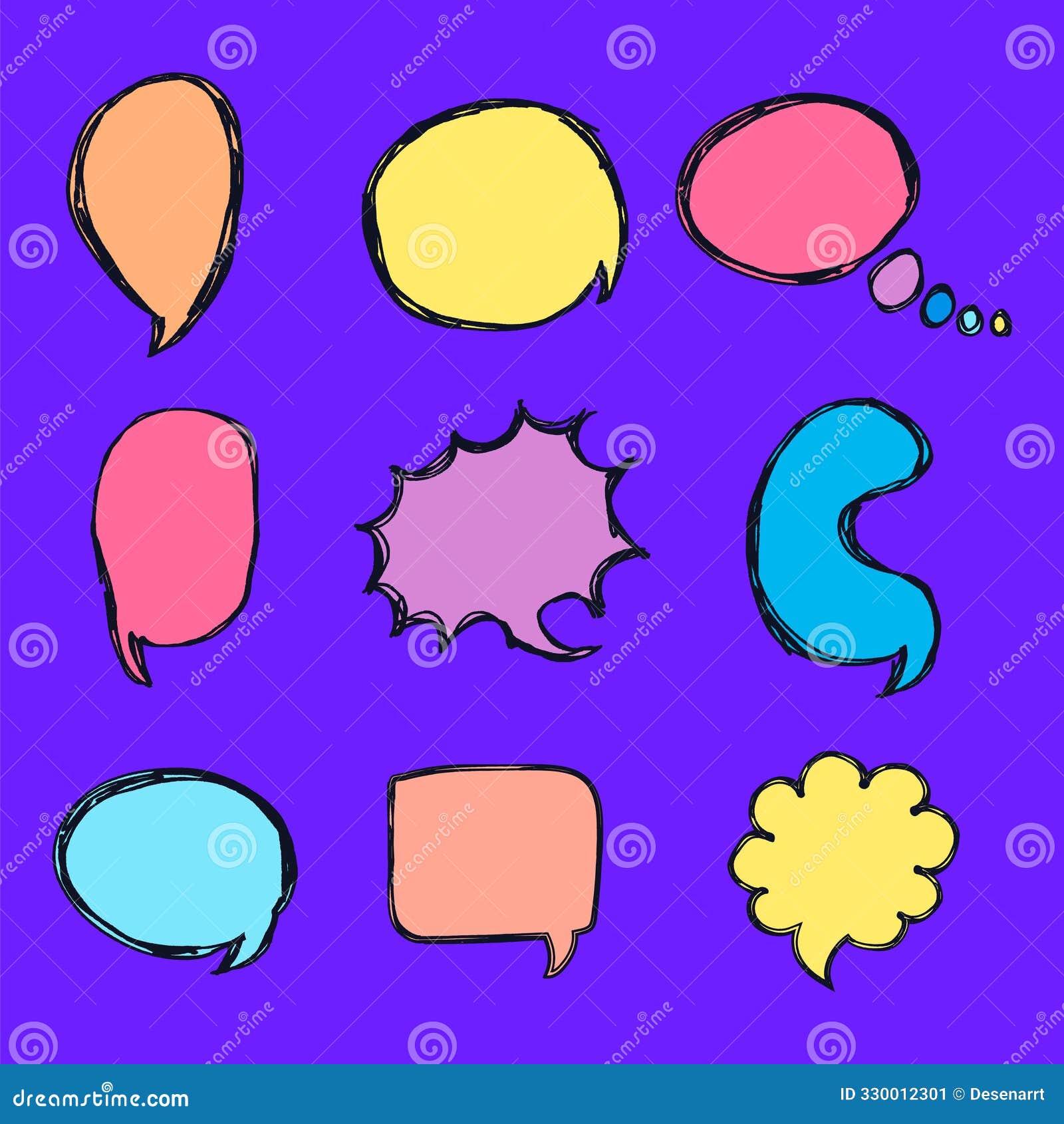 Hand Drawn Chat Bubble. Frames for Selecting Text Stock Illustration ...