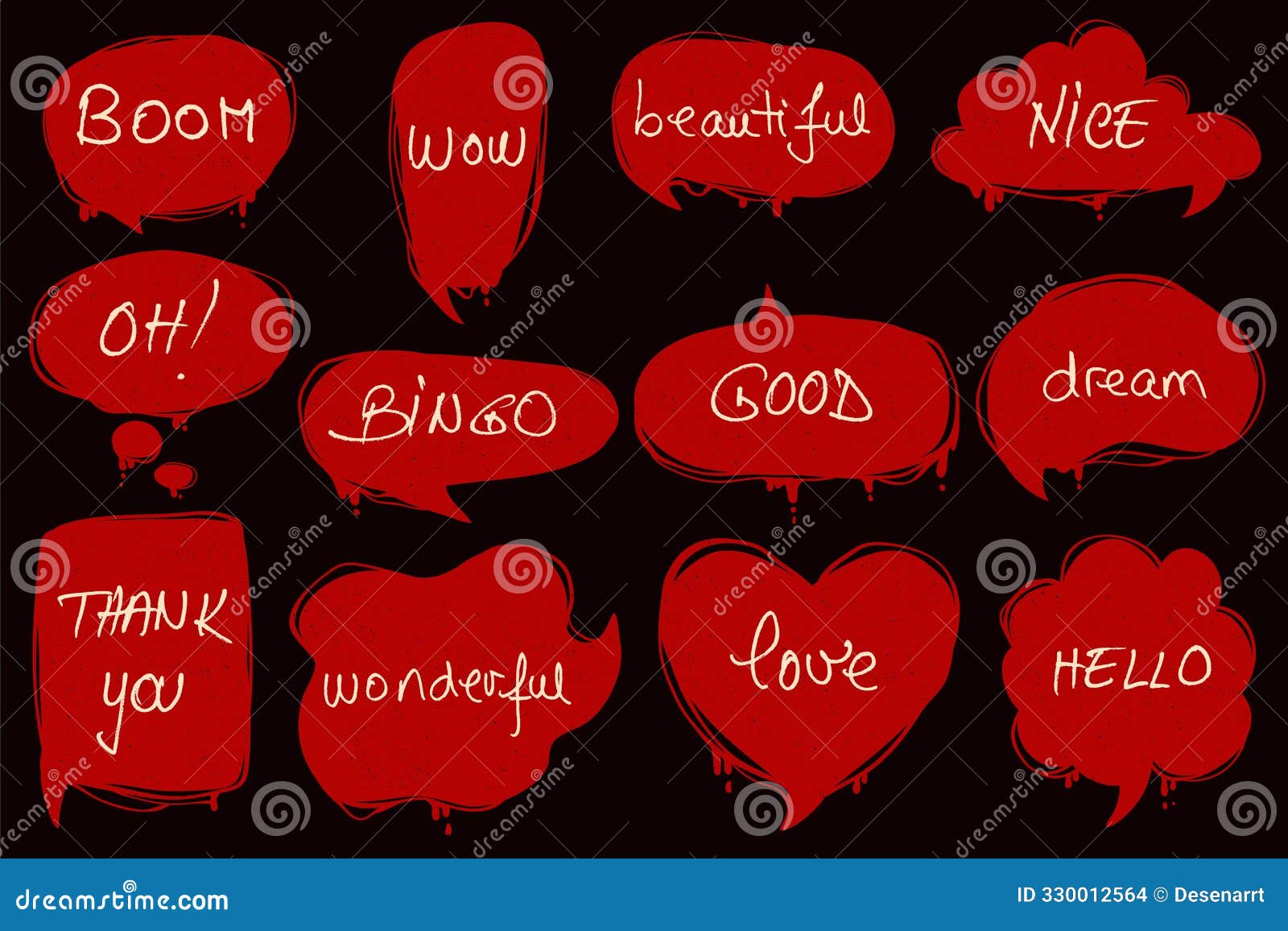 Hand Drawn Chat Bubble in Red and Black Color. Frames for Selecting ...