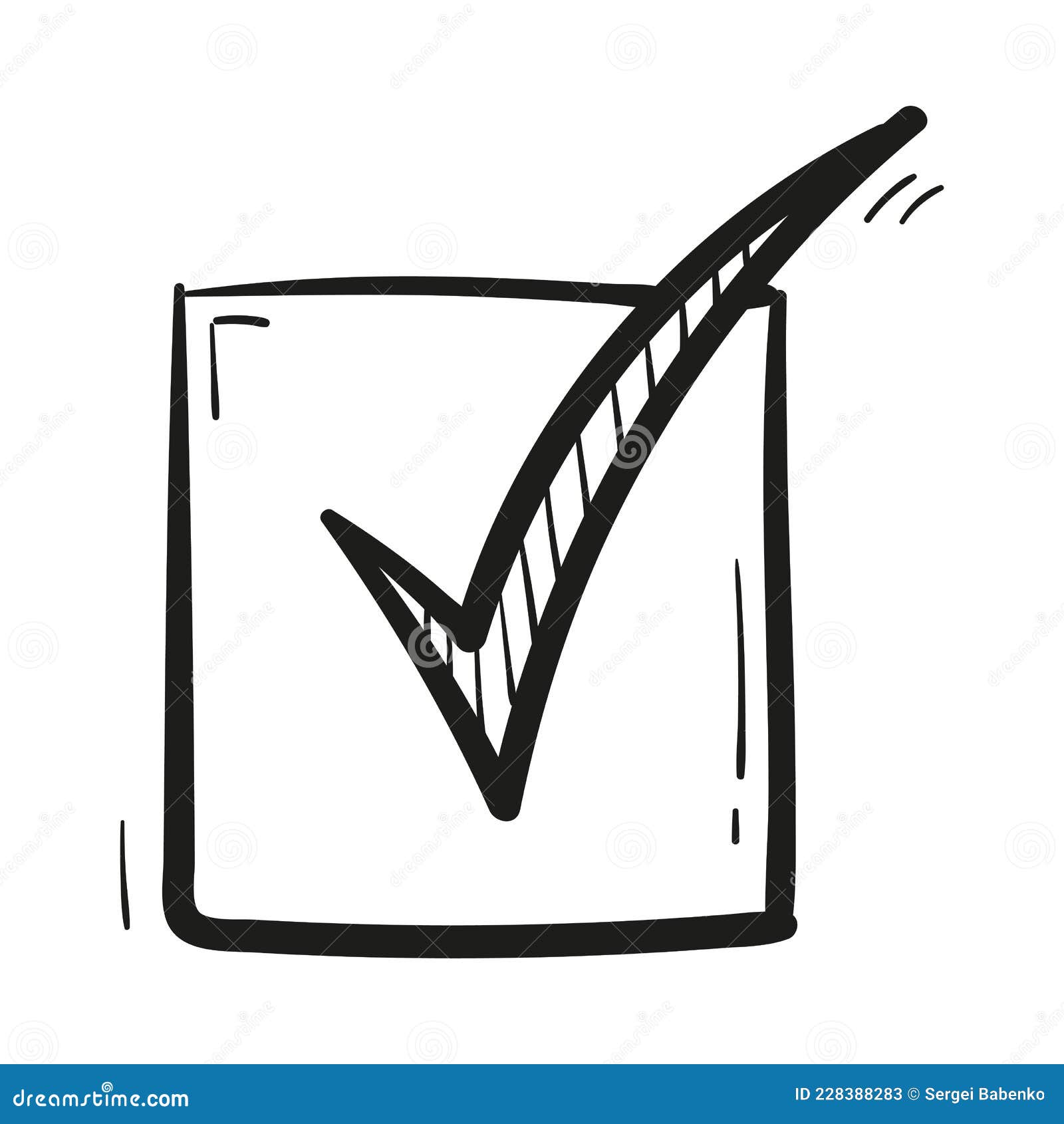 Hand Drawn Check Mark Icon in Doodle Style Isolated Stock Vector ...