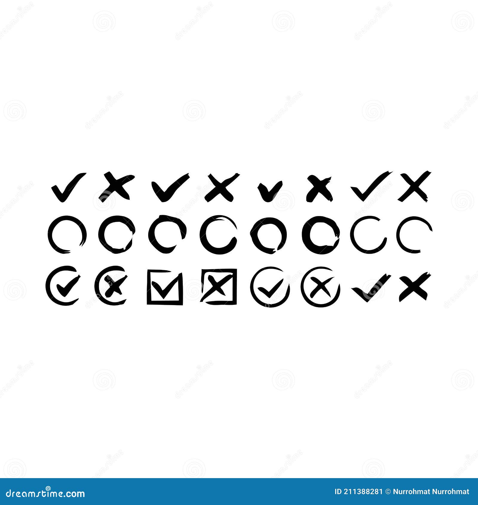 Hand Drawn Check Mark. for List Items Checkbox Chalk Icon and Sketch ...