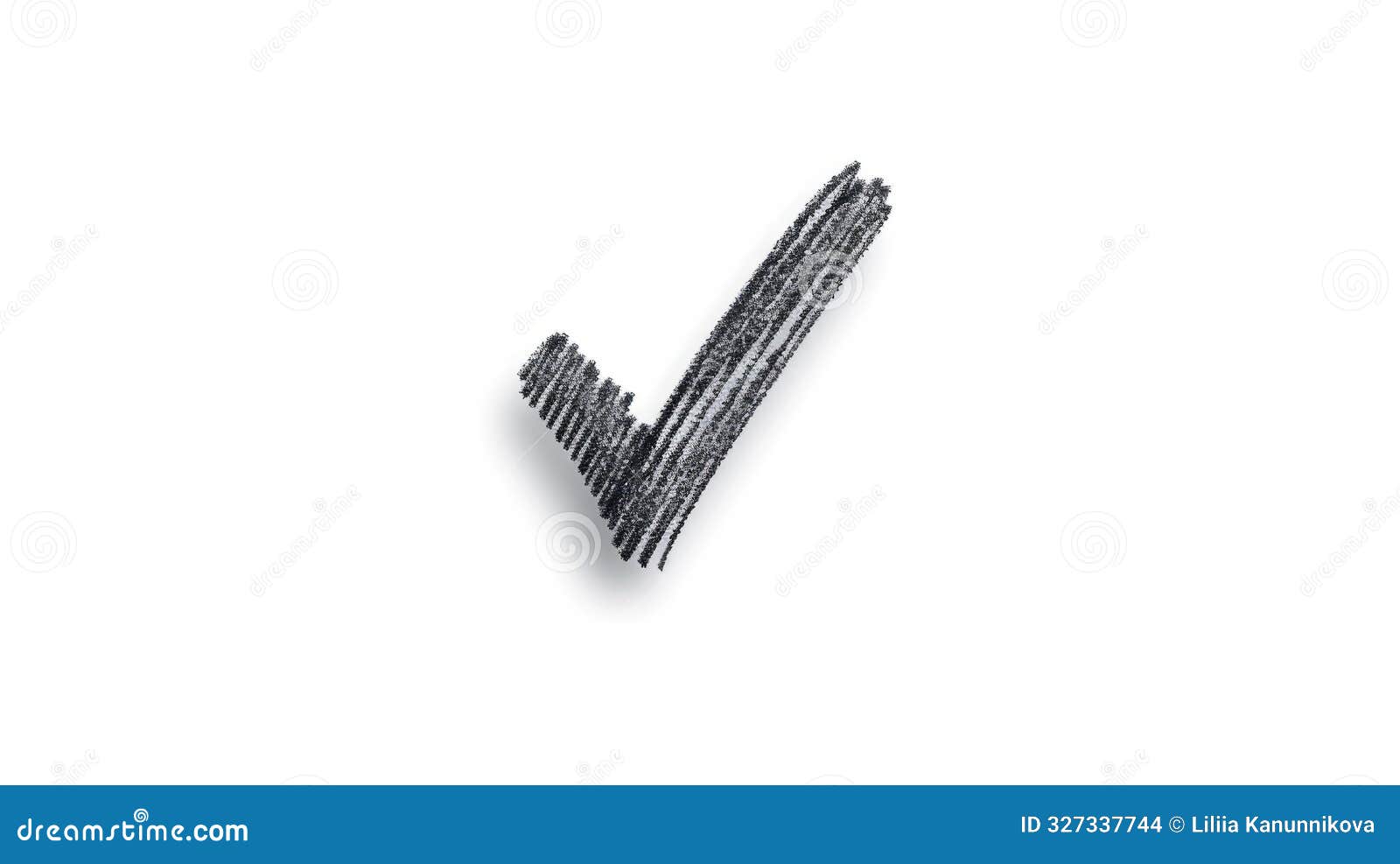 A Hand-drawn Check Mark is Shown in Black Pencil on a White Background ...