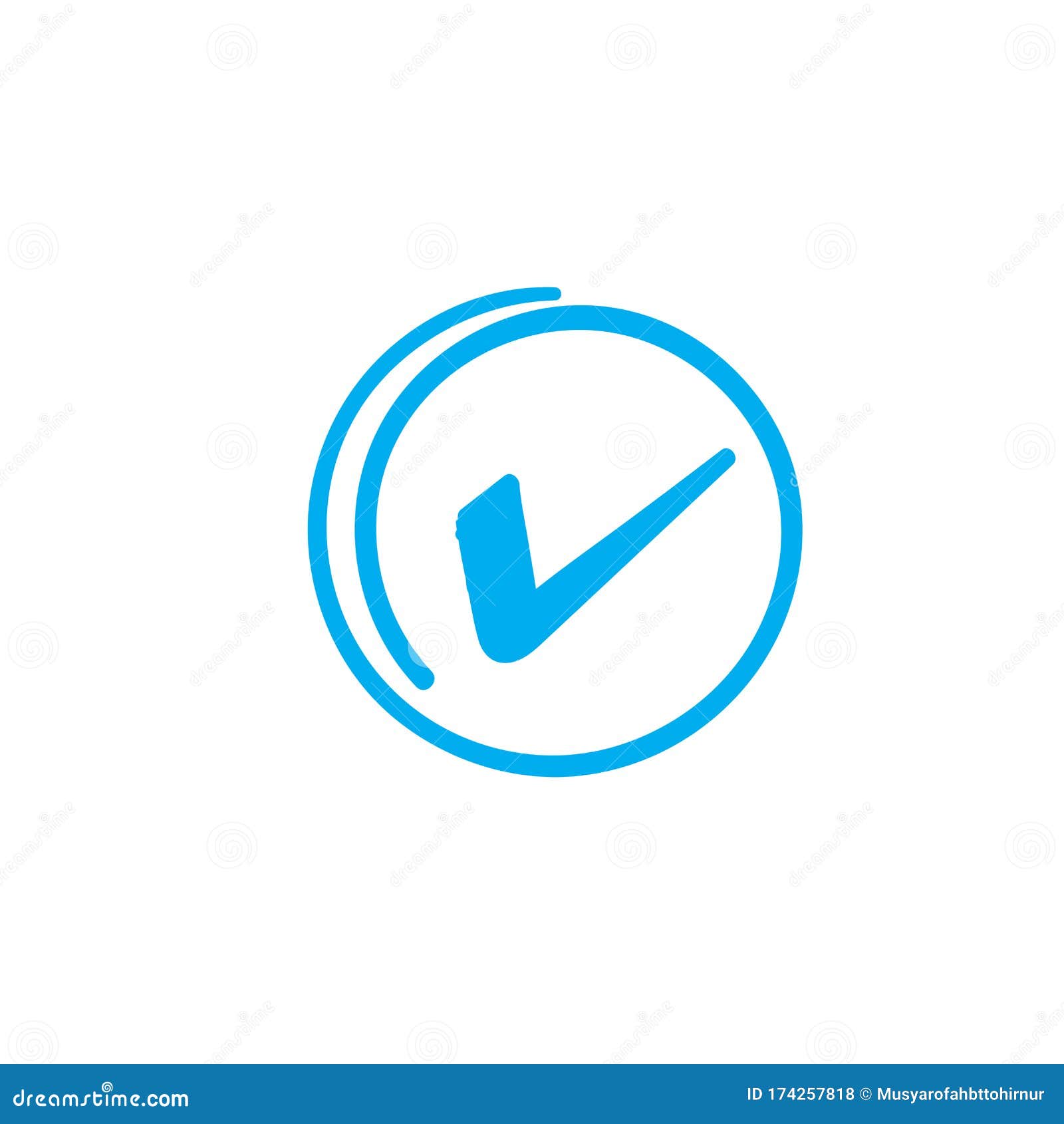 Hand Drawn Check Mark Vector Icon. Checkmark Right Symbol Tick Sign. Ok ...