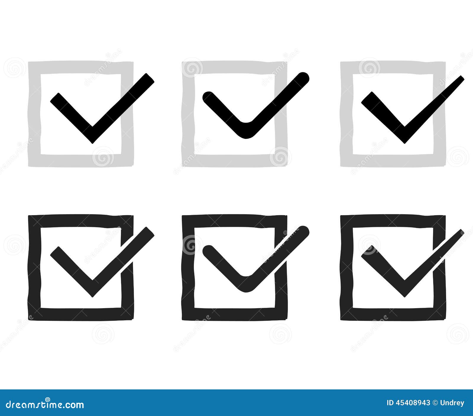 Hand Drawn Check Marks or Ticks Confirm Icons Set Stock Vector ...