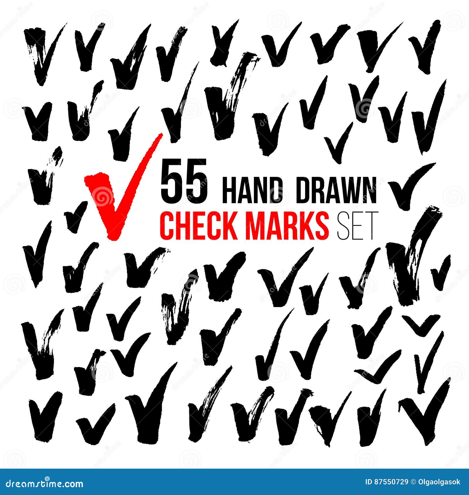 Hand drawn check marks stock vector. Illustration of list - 87550729