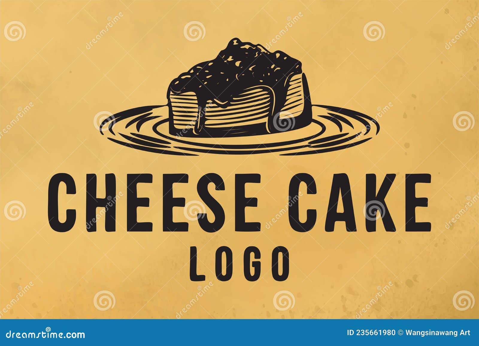 Hand Drawn Cheese Cake Logo Designs Inspiration Stock Vector ...