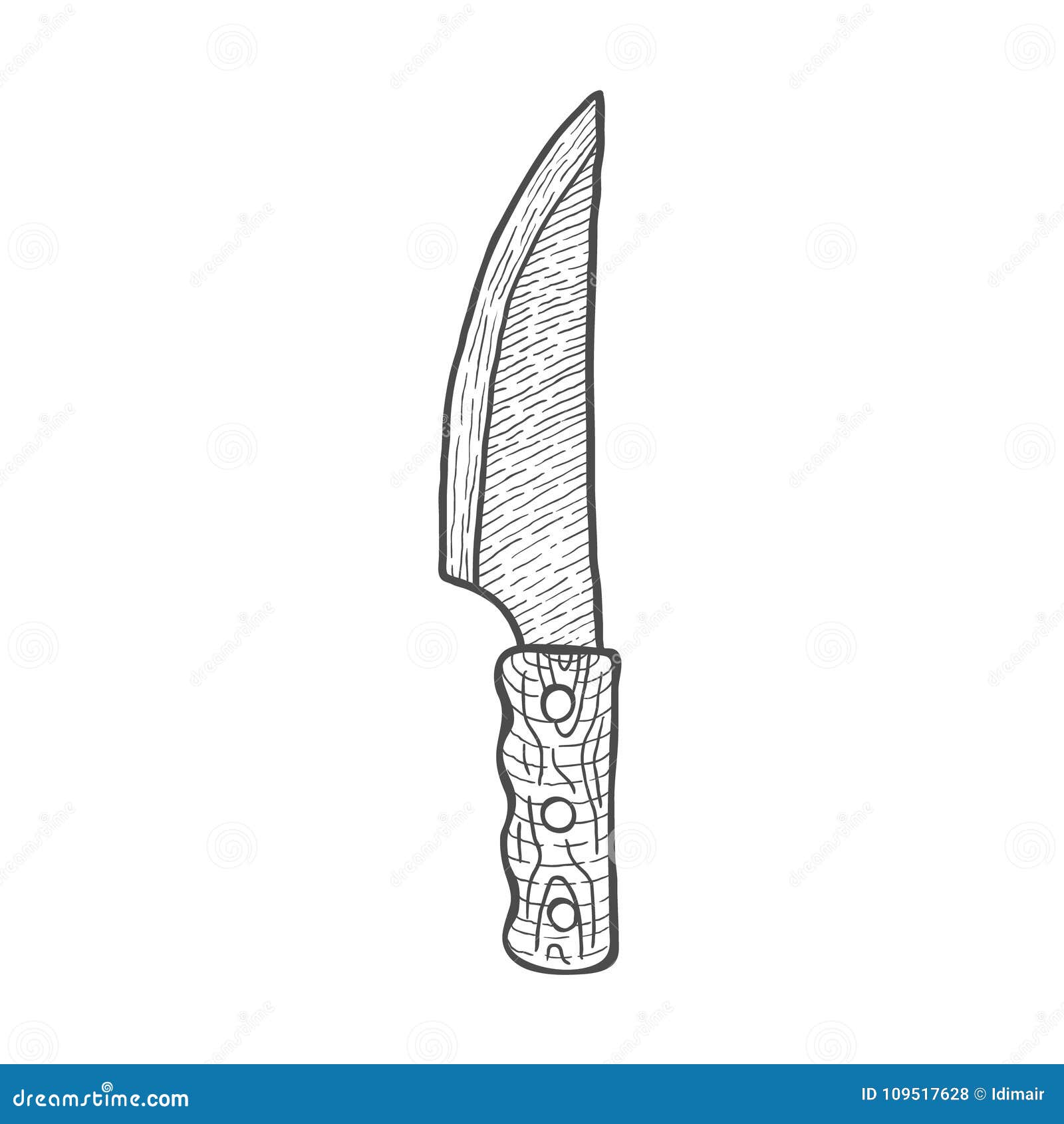 Hand Drawn Chef Kitchen Knife. Vector Stock Vector - Illustration of ...