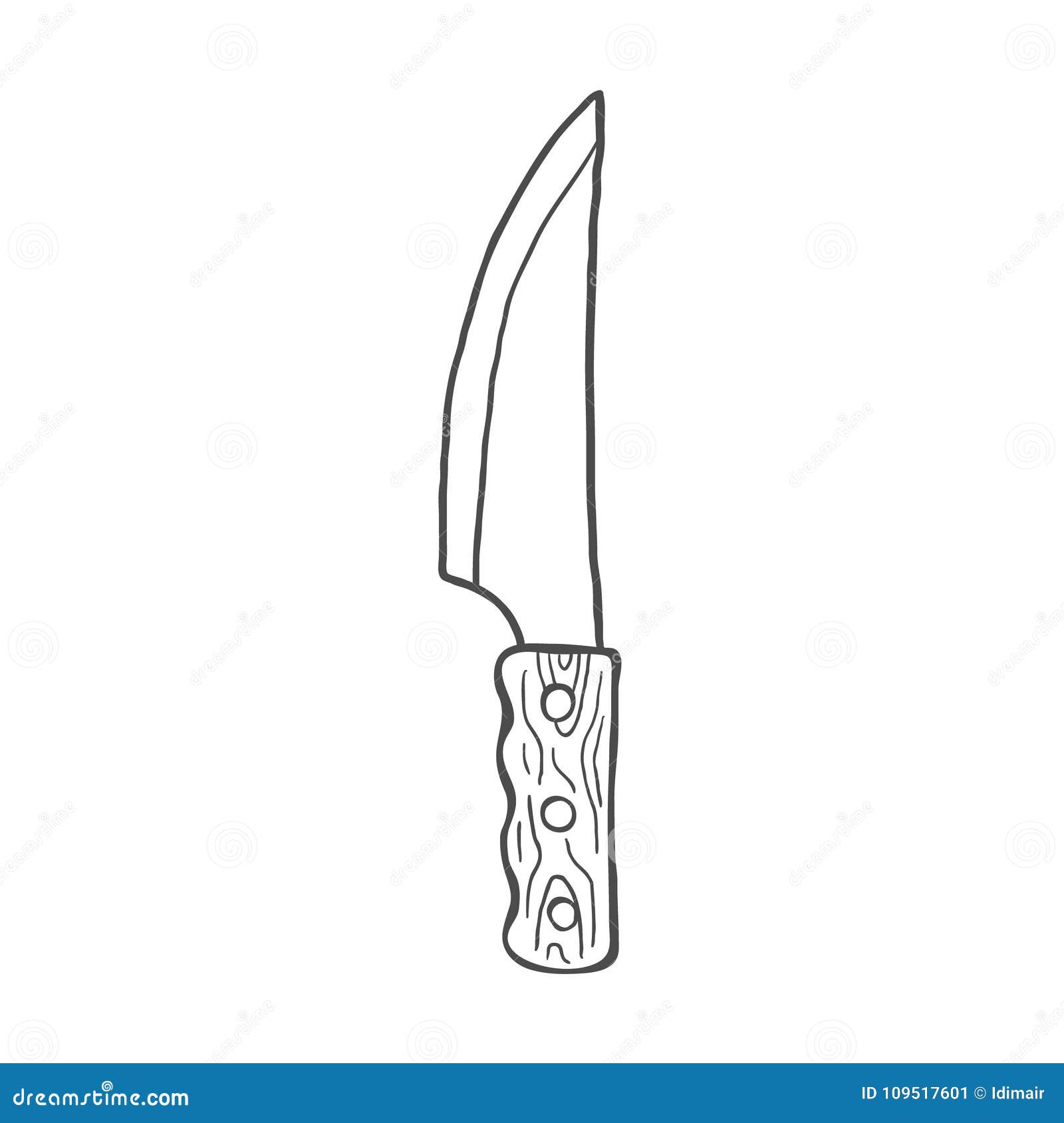 Hand Drawn Chef Kitchen Knife. Vector Stock Vector - Illustration of ...