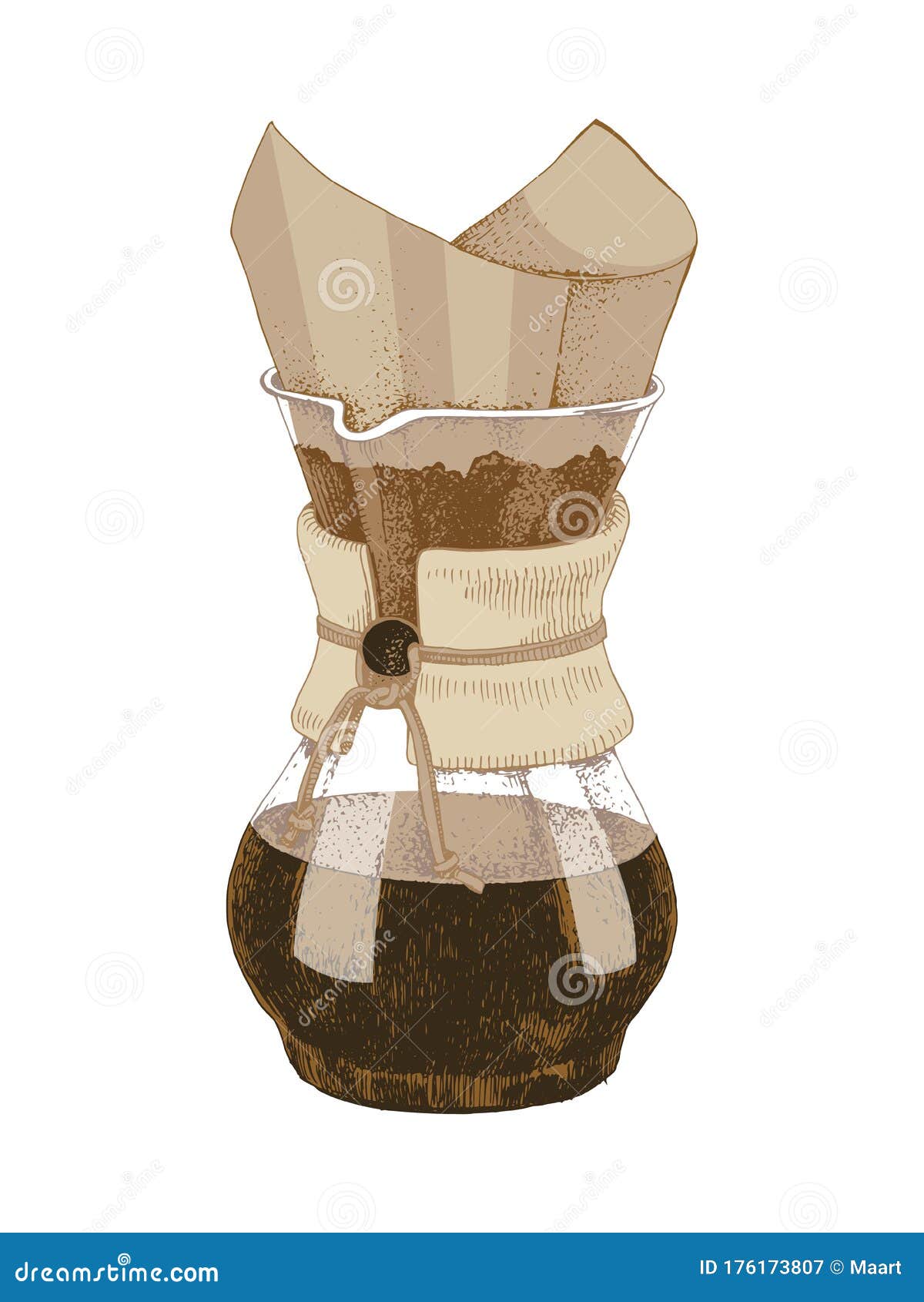 Hand Drawn Chemex Coffeemaker Stock Vector - Illustration of black ...