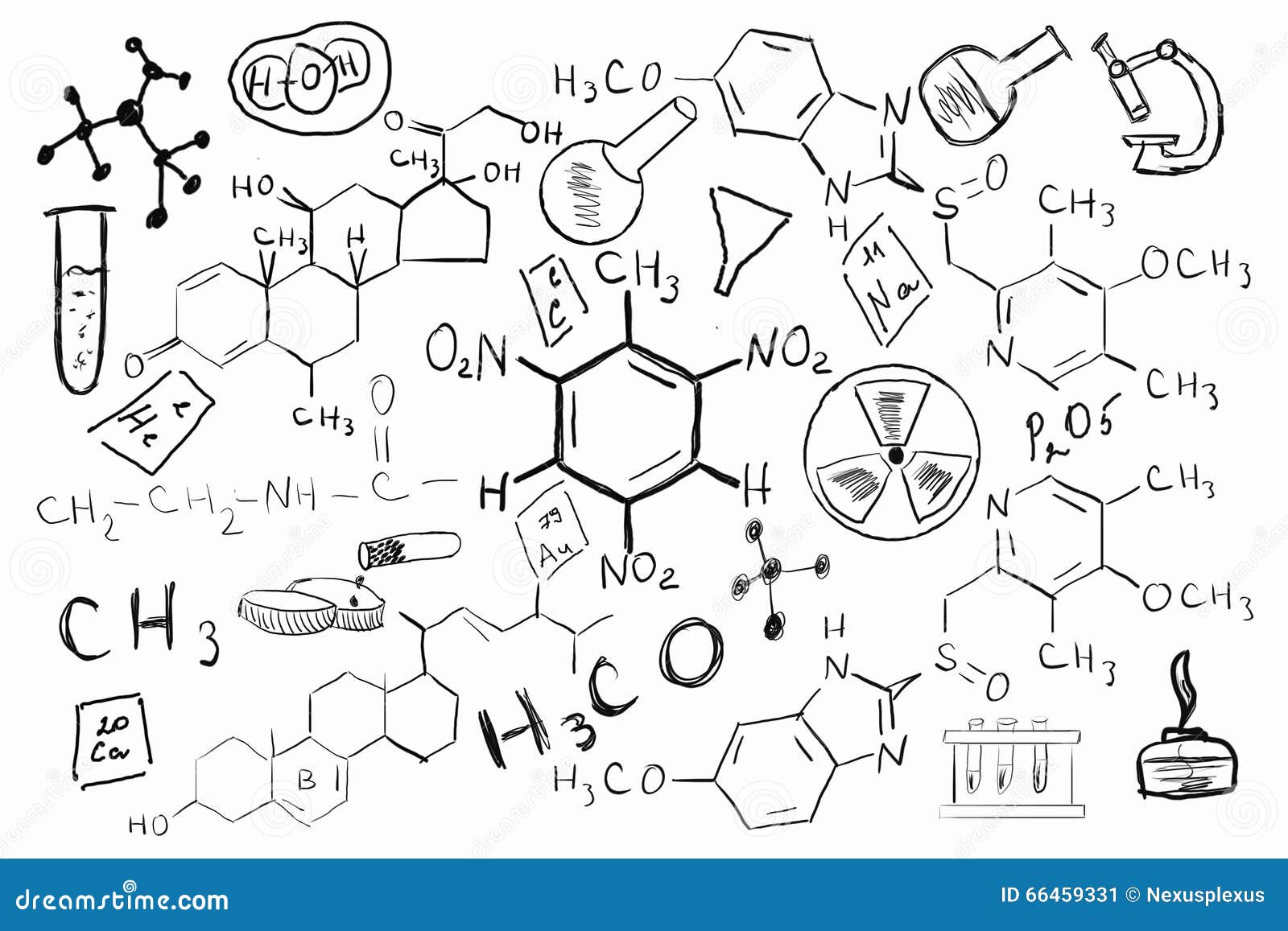 Hand drawn chemistry set stock image. Image of school - 66459331