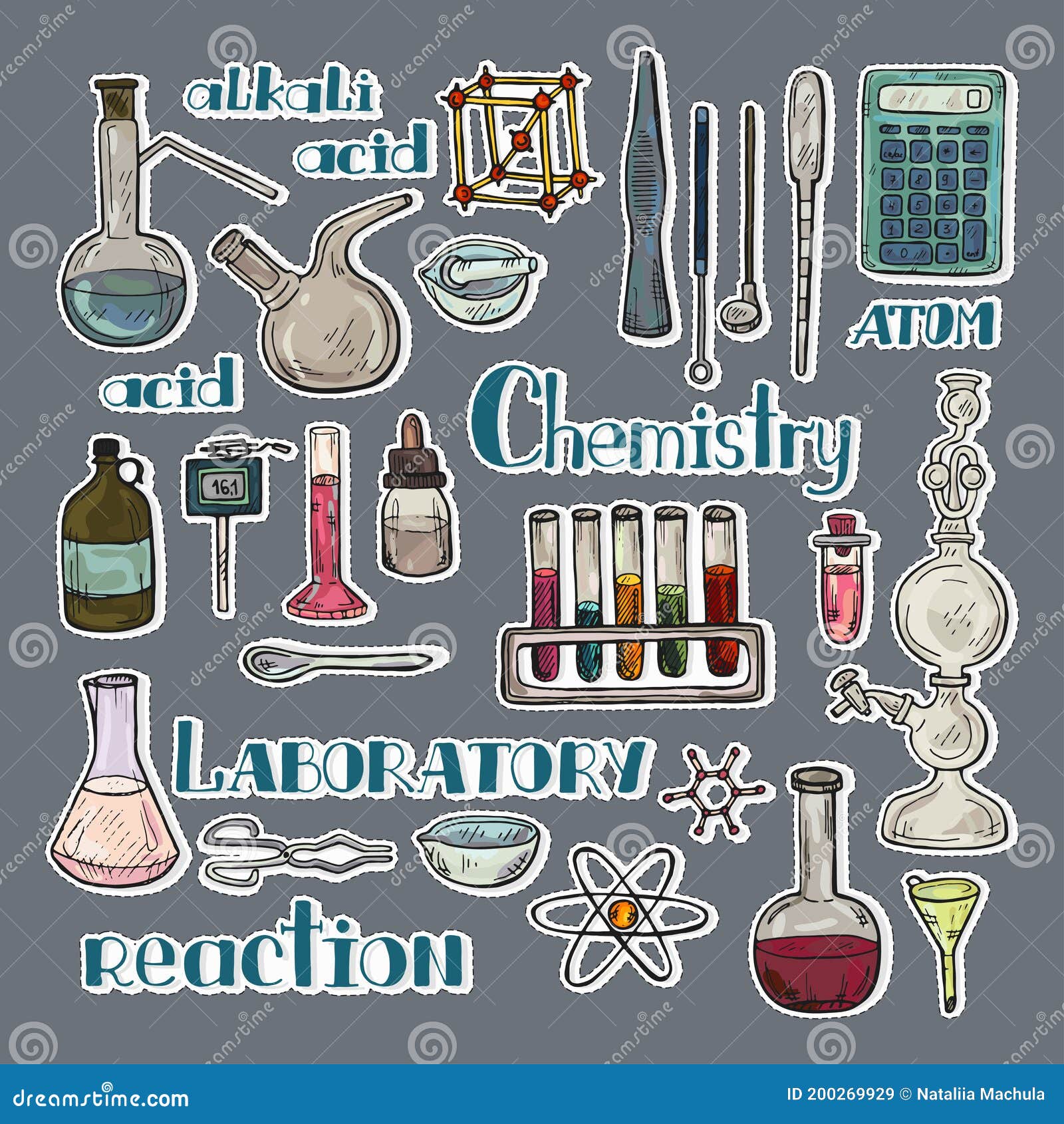 Hand drawn chemistry tools stock vector. Illustration of crystal ...