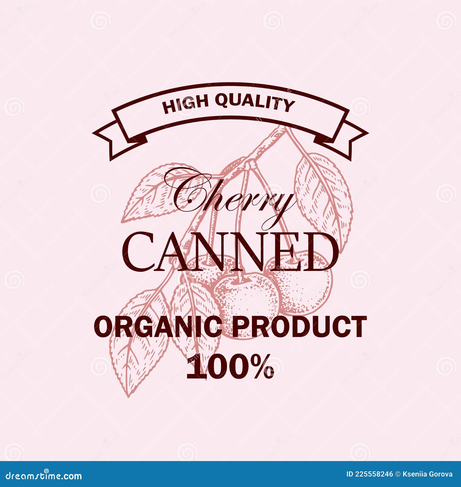 Hand Drawn Cherry Canned Logo. Vector Illustration in Sketch Style ...