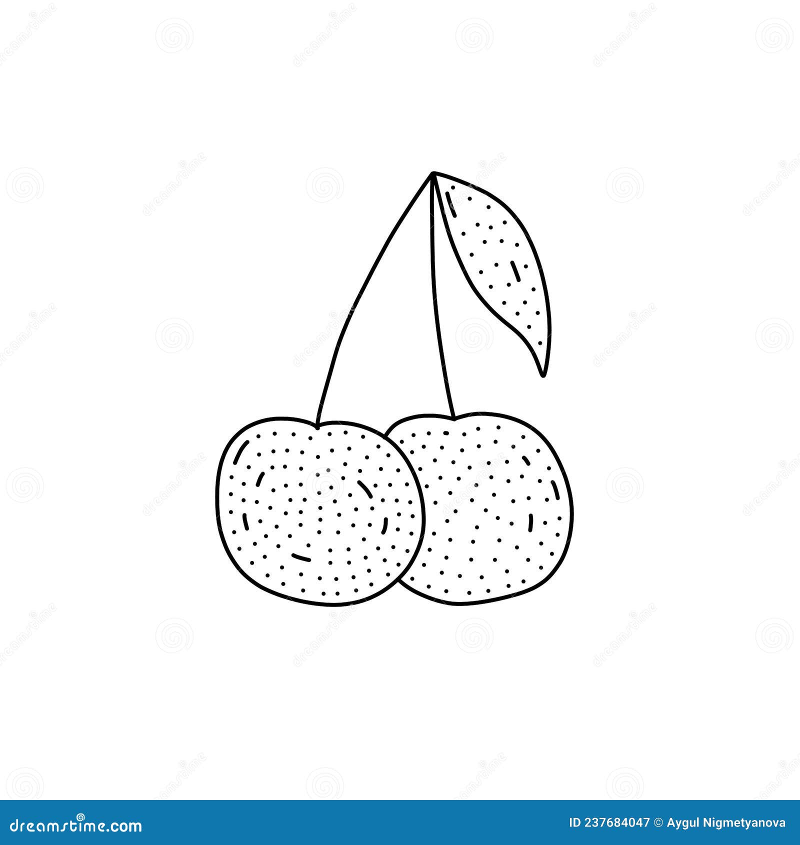 Hand Drawn Cherry Icon in Doodle Style. Cartoon Cherry Vector Icon for ...