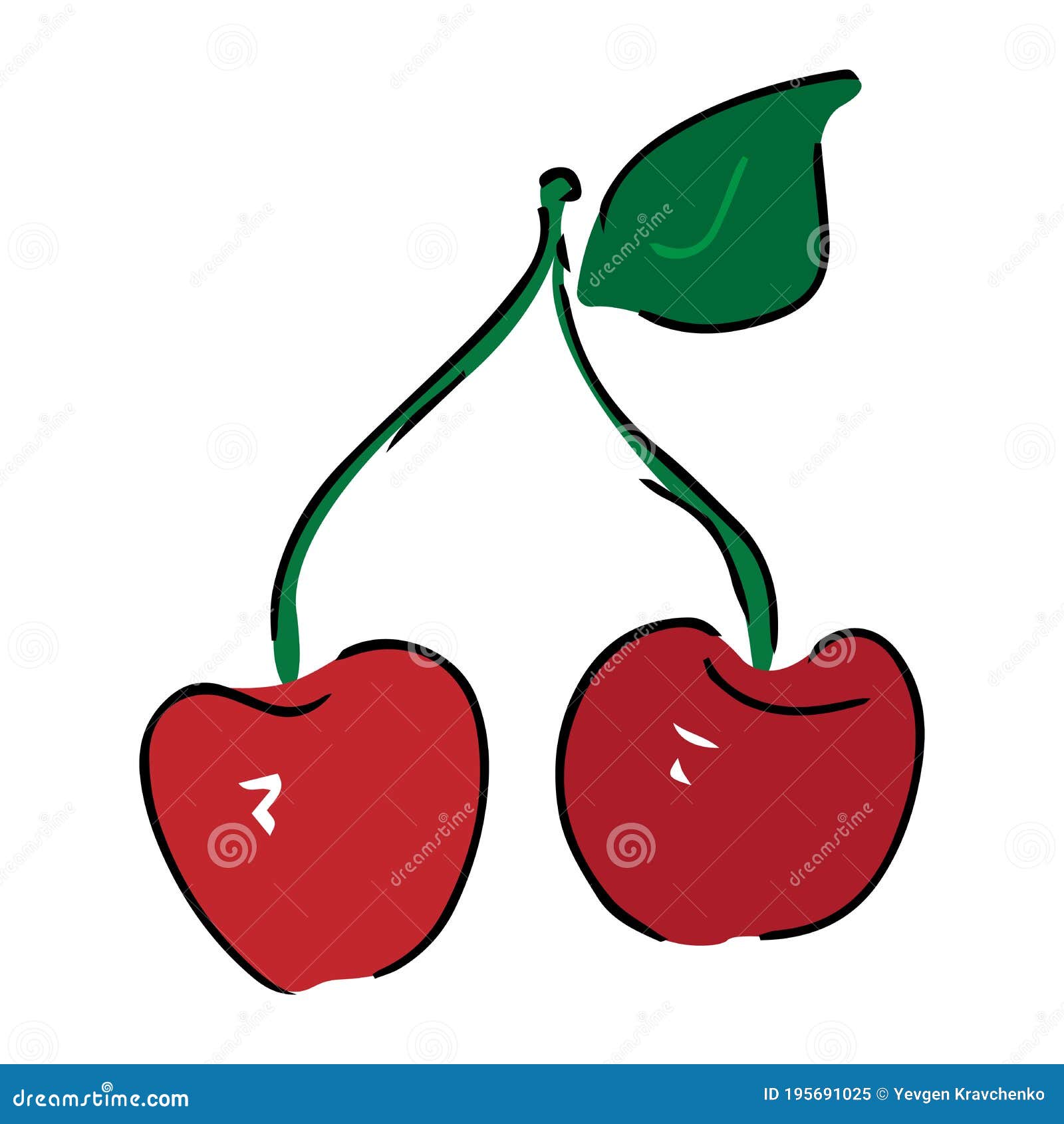 Vector Illustration of a Cherry. Hand Drawn Cherry Stock Vector ...