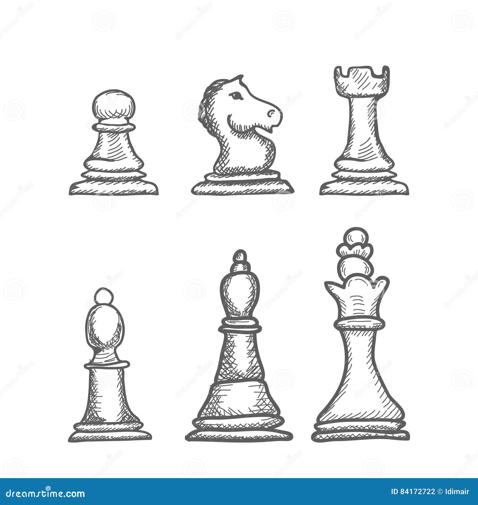 Hand Drawn Chess Figures Vector Stock Vector - Illustration of bishop ...