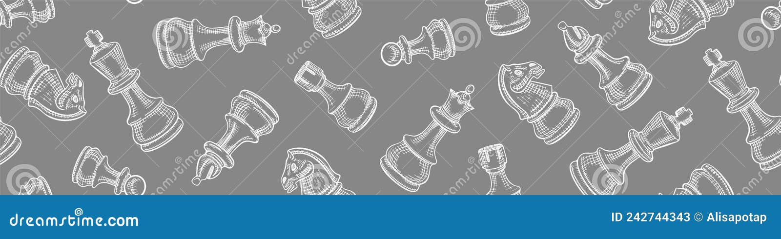 Hand Drawn Chess Seamless Pattern Stock Vector - Illustration of ...
