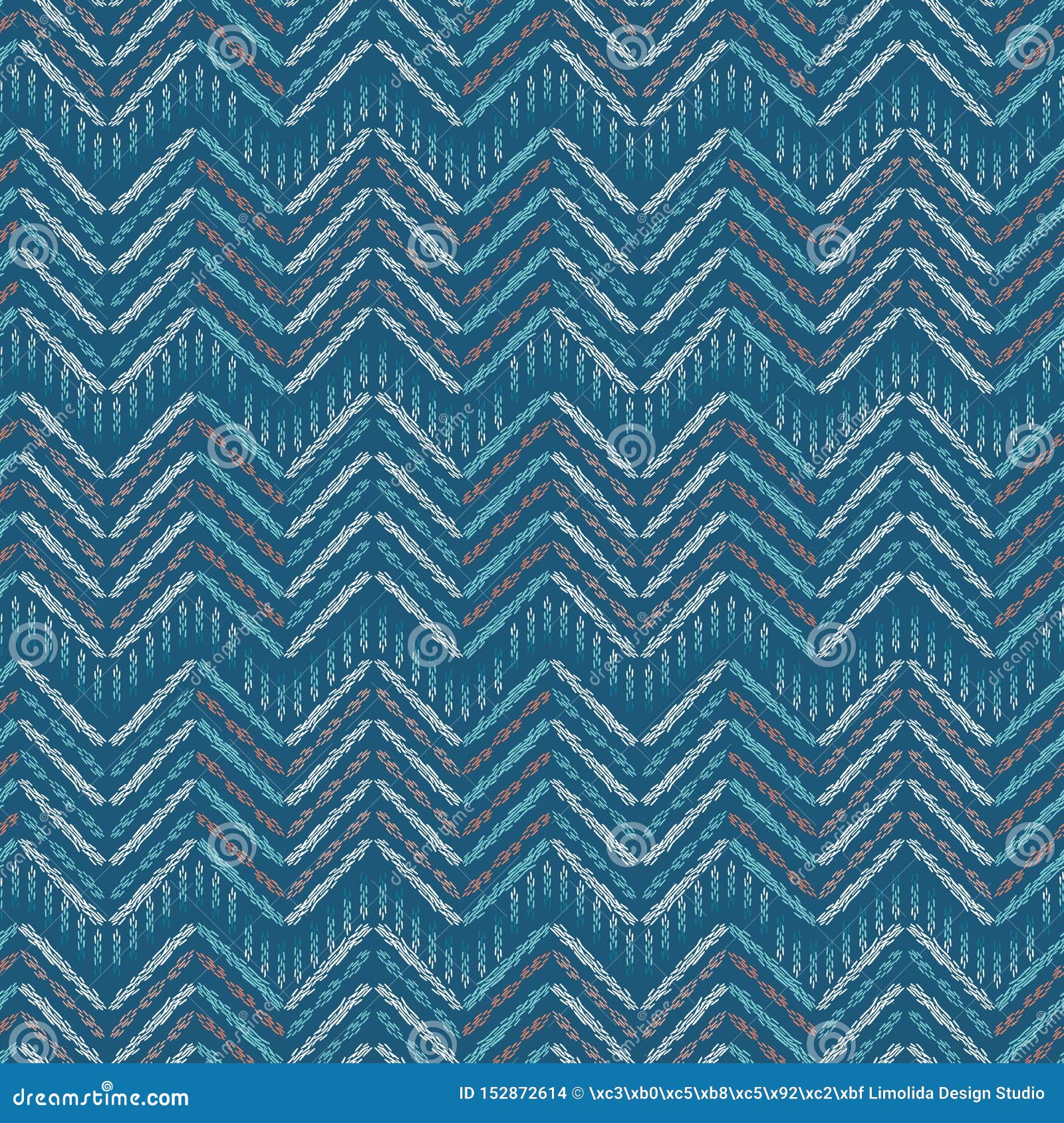 Hand Drawn Ikat Chevron Pattern Fill. Seamless Vector Textile ...