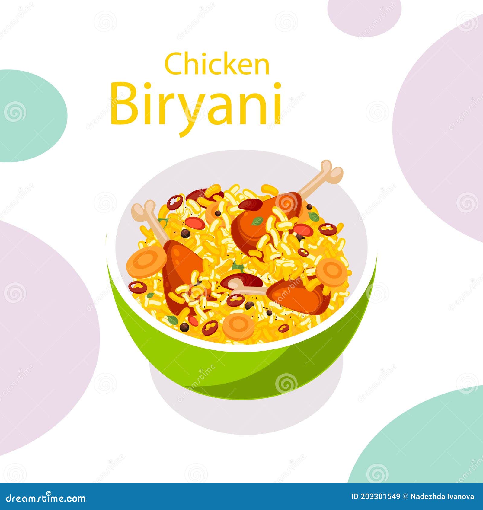 Hand Drawn Chicken Biryani Vector Illustration Stock Illustration ...