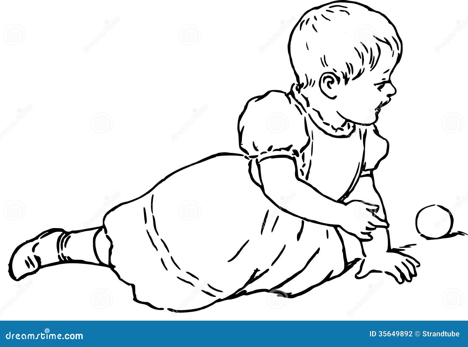 Hand Drawn Child Playing stock illustration. Illustration of infant ...