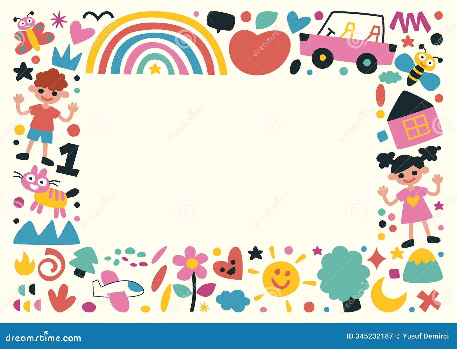 Hand Drawn Childish Characters and Objects Stock Illustration ...