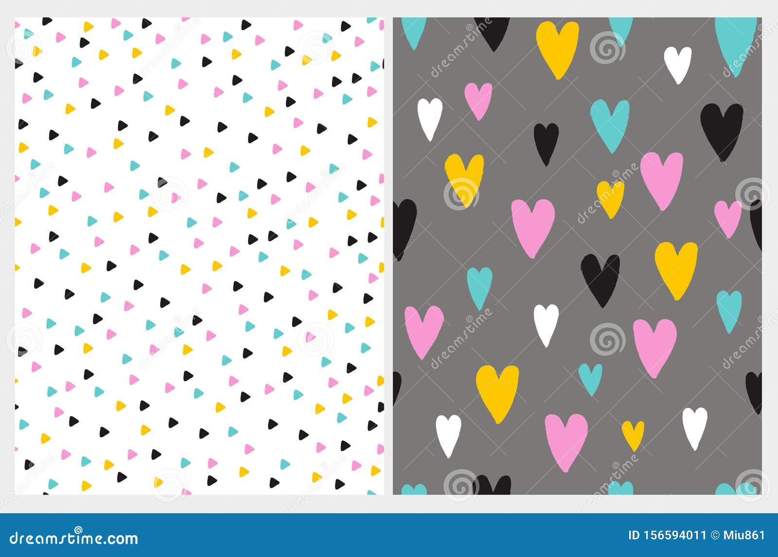 Hand Drawn Childish Style Vector Patterns with Colorful Triangles and ...