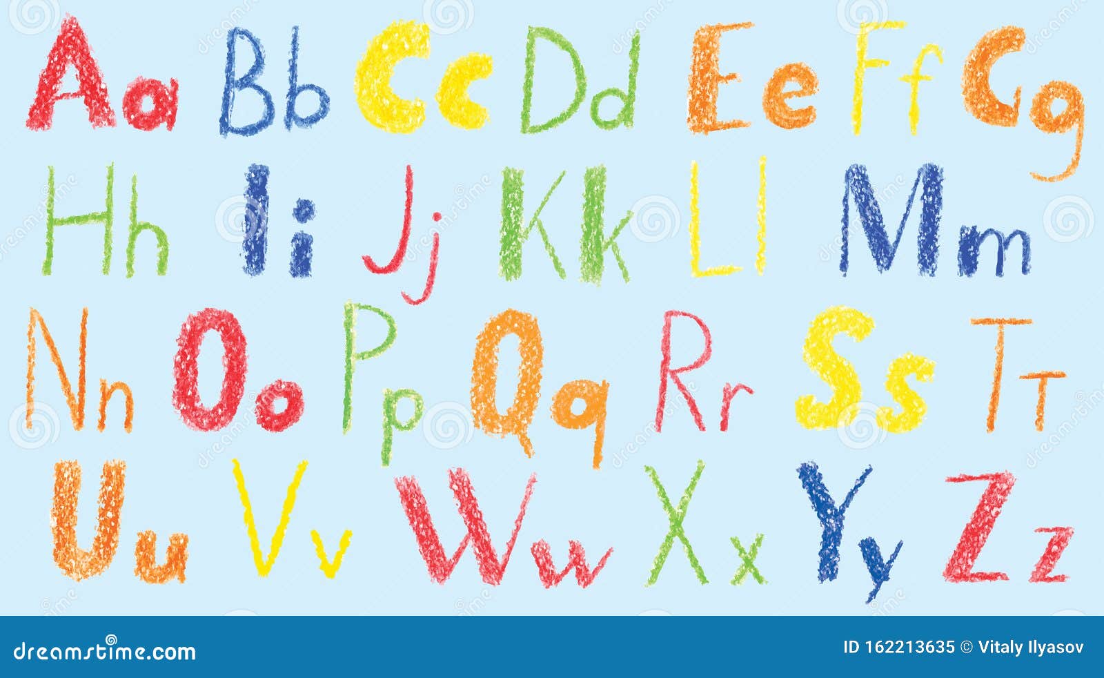 Hand Drawn Children Alphabet. Colored Simple Letters Stock Vector ...