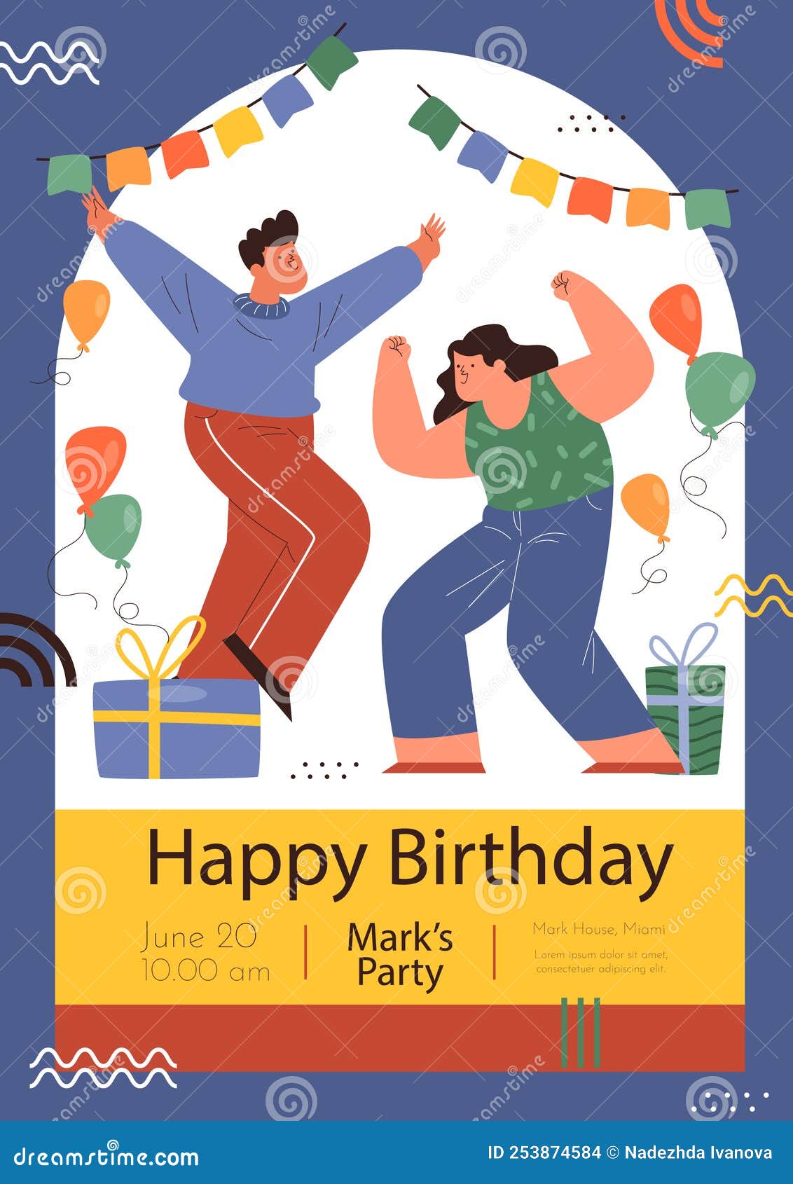 Hand Drawn Childrens Party Card Invitation Vector Illustration. Stock ...