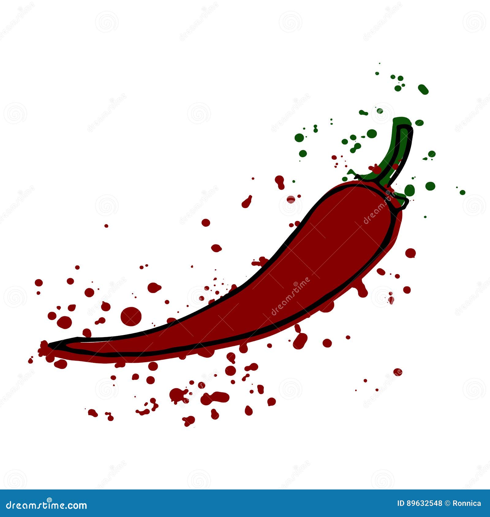Hand Drawn Chilli with Colorful Splash Stock Vector - Illustration of ...