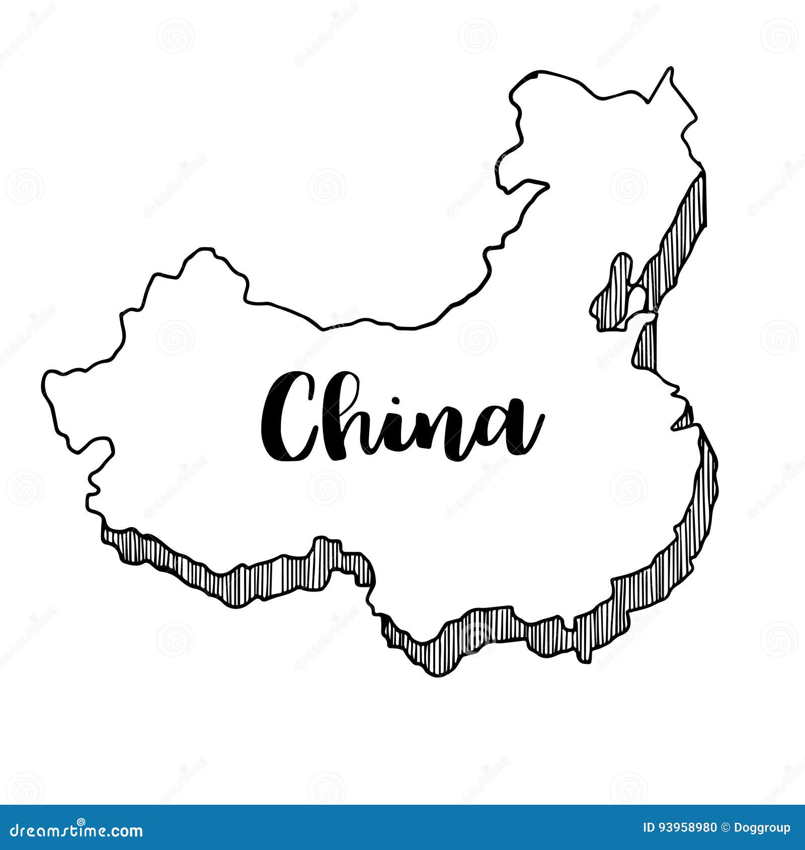 Hand Drawn of China Map, Vector Illustration Stock Vector ...