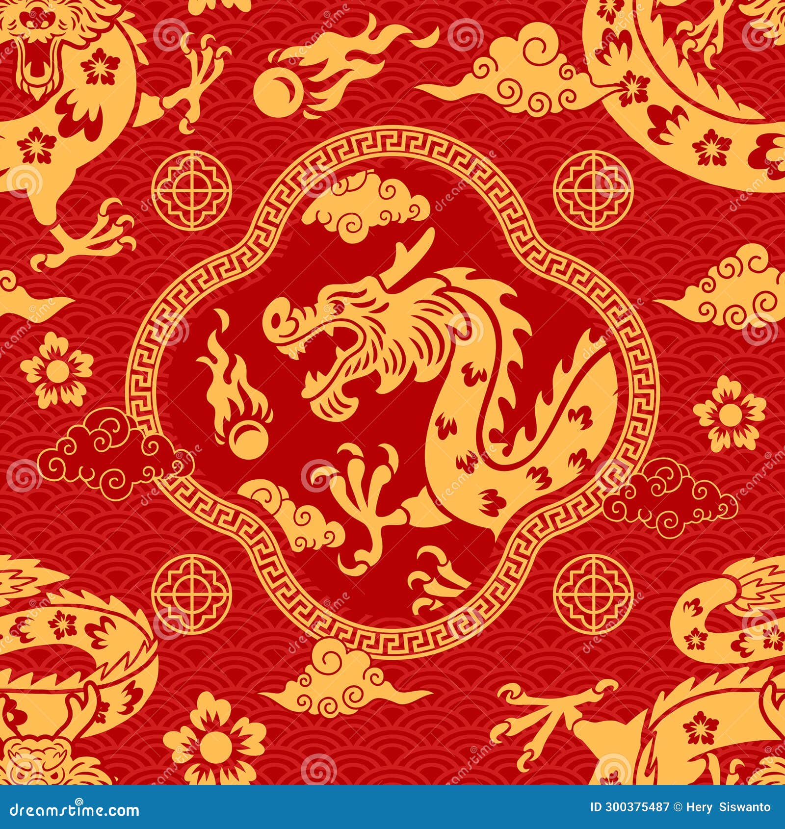 Hand Drawn of Chinese Dragon Pattern Stock Vector - Illustration of ...