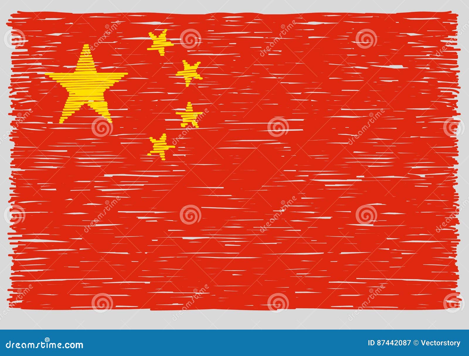 Hand drawn chinese flag stock vector. Illustration of vector - 87442087