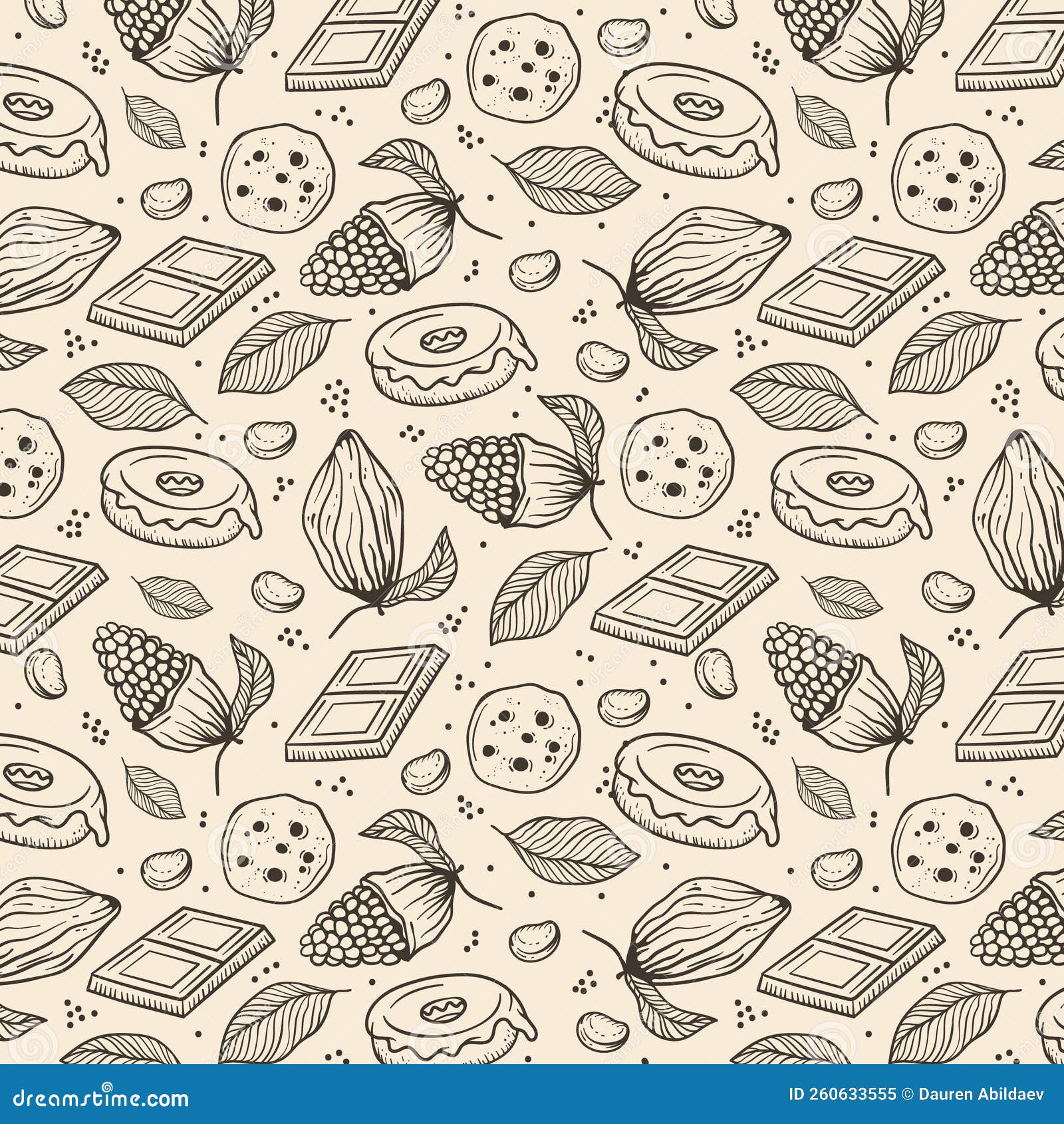 Hand Drawn Chocolate Pattern Design Vector Illustration. Stock Vector ...