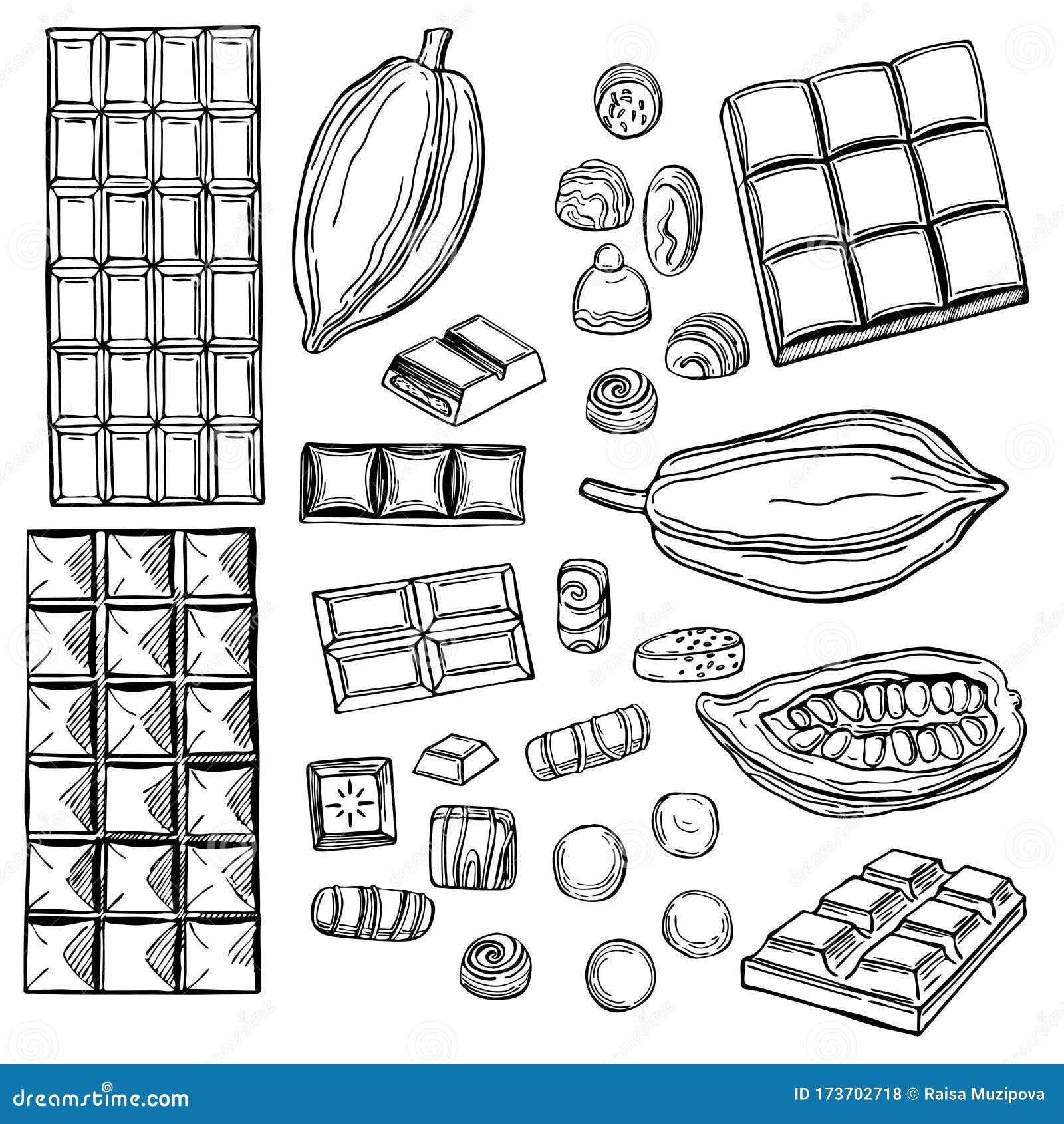 Hand Drawn Chocolate Set. Vector Sketch Illustration Stock Vector ...