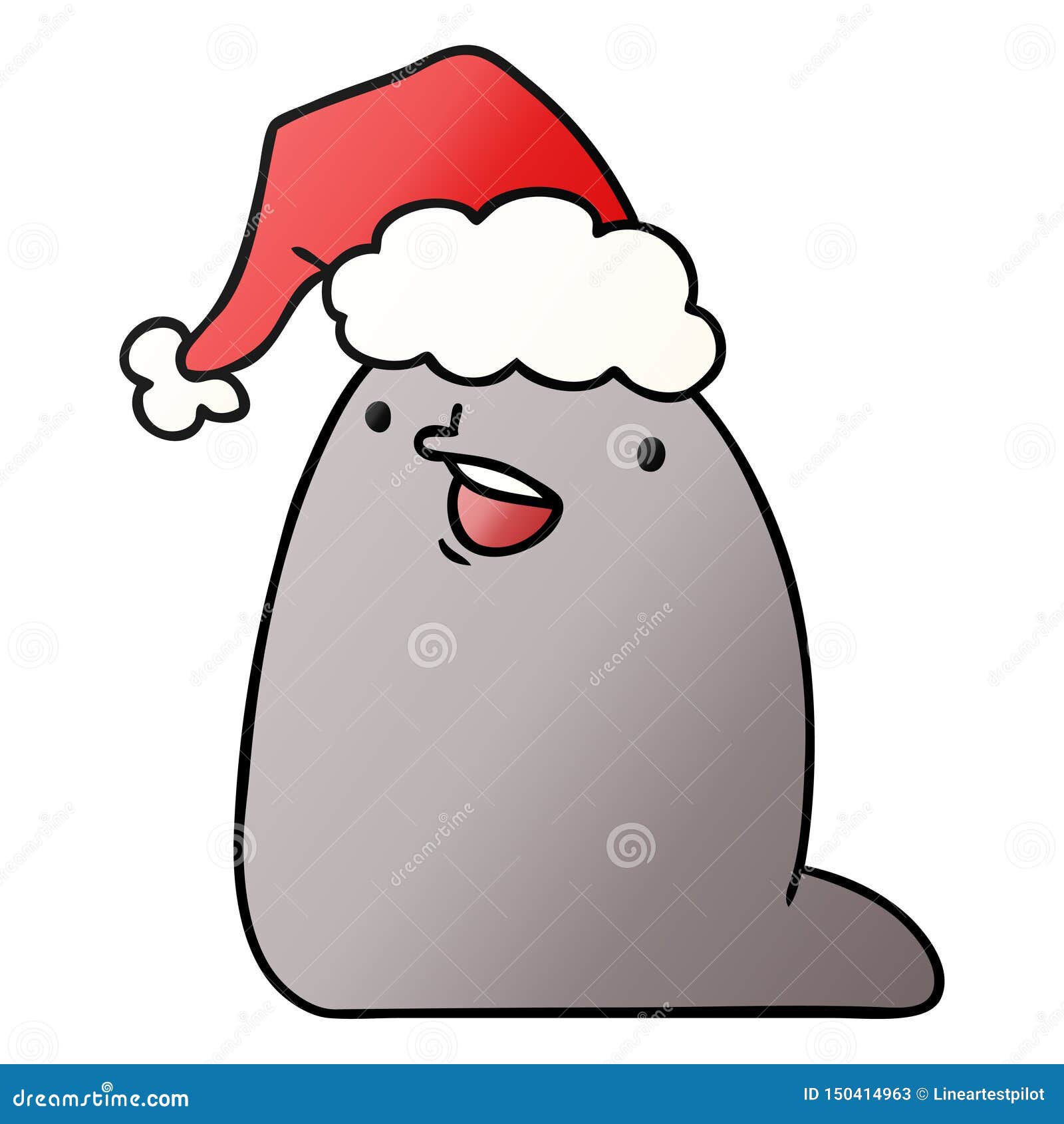 Hand Drawn Christmas Gradient Cartoon of Kawaii Slug Stock Vector ...
