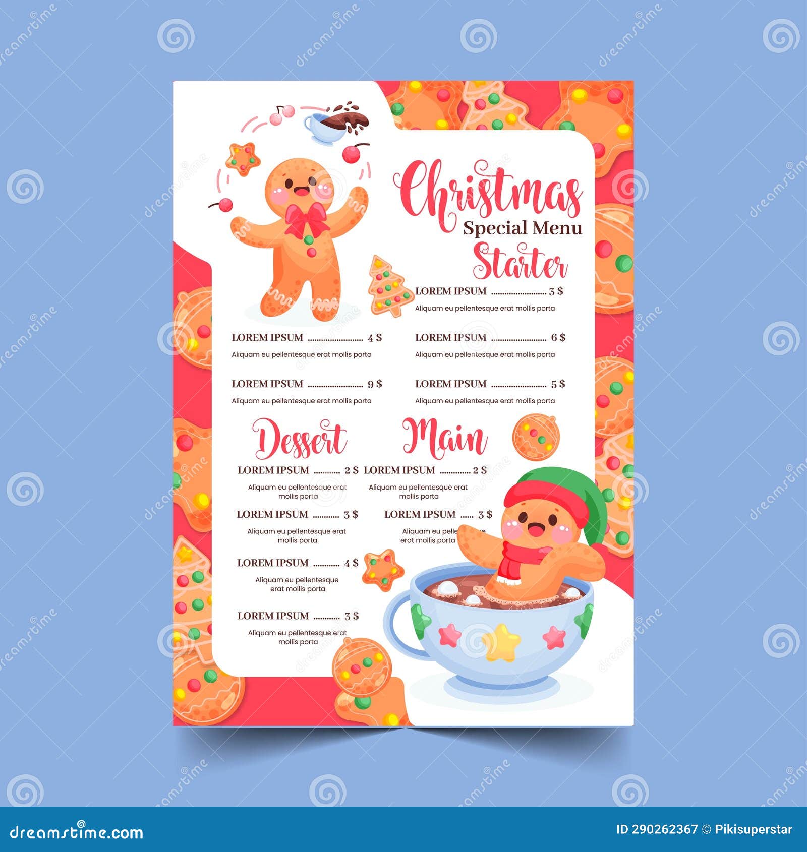 Hand Drawn Christmas Menu Template Vector Design Illustration Stock ...