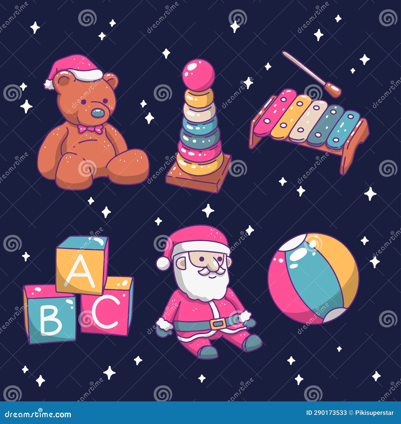 Hand Drawn Christmas Toy Collection Vector Design Stock Vector ...