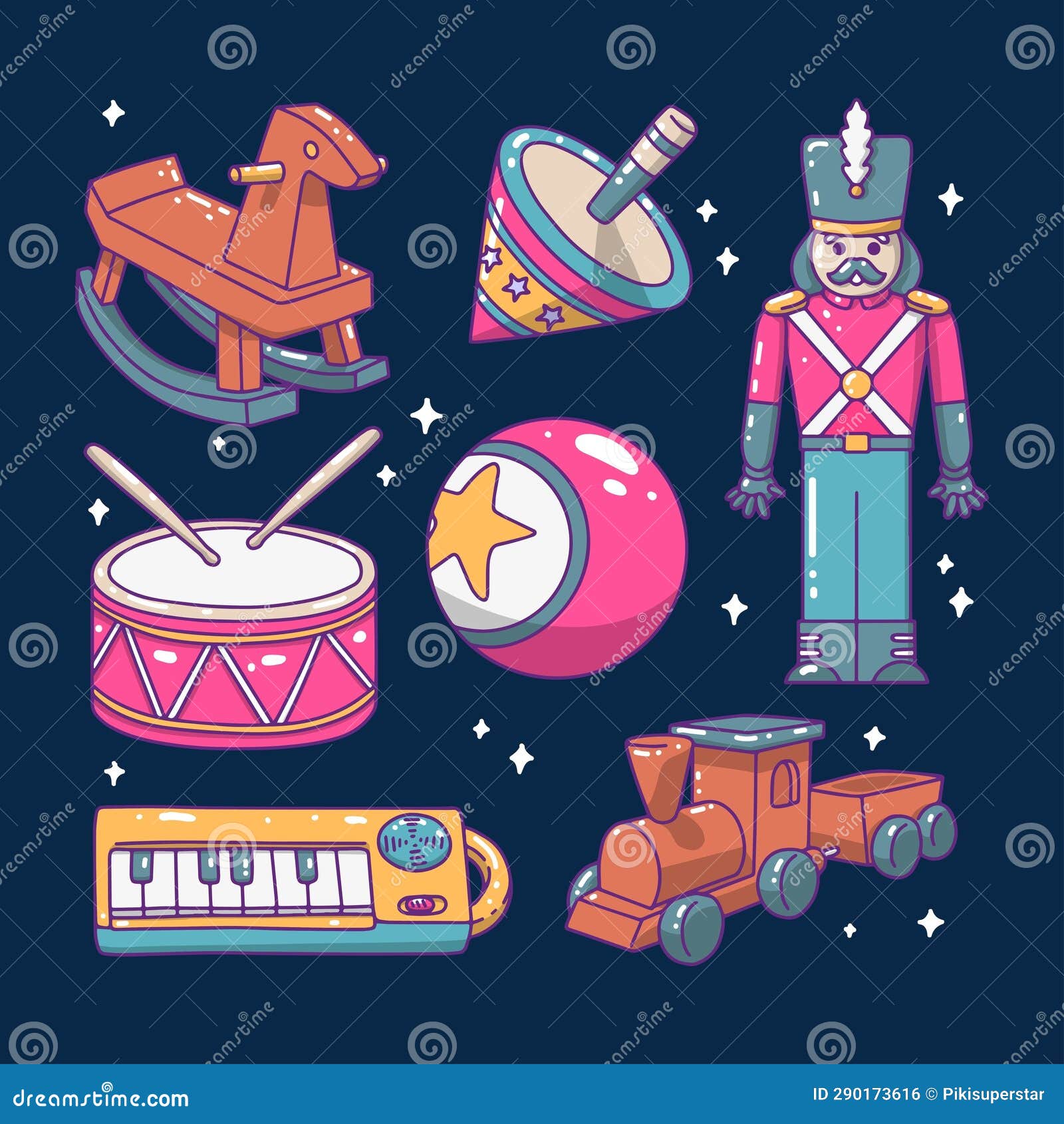 Hand Drawn Christmas Toy Collection Vector Design Stock Vector ...